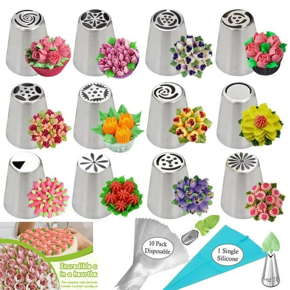 Artisan Russian Piping Tips Set Cake Decorating Supplies Kit Flower ...