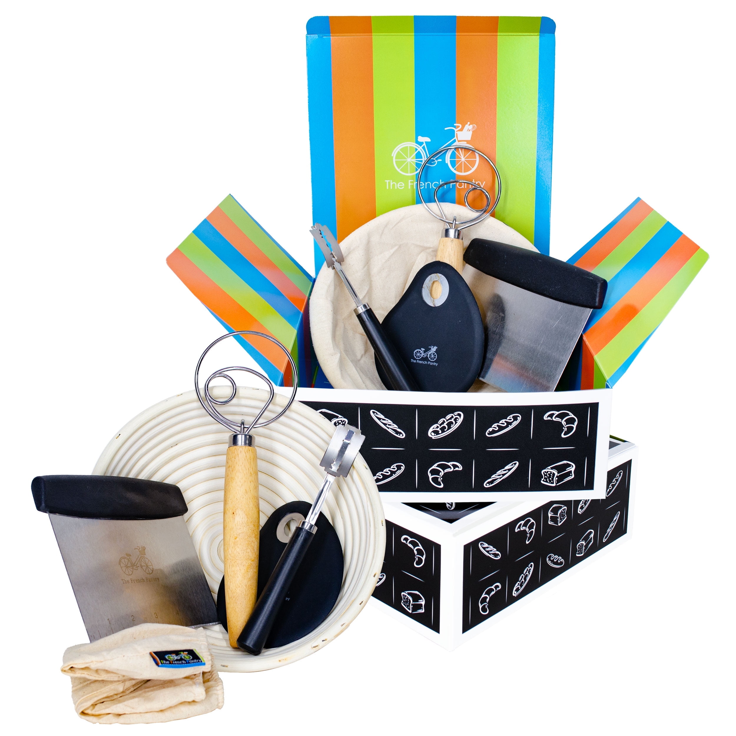 Artisan Bread Making Kit - 6-Piece Set: Banneton Basket, Linen Couche ...