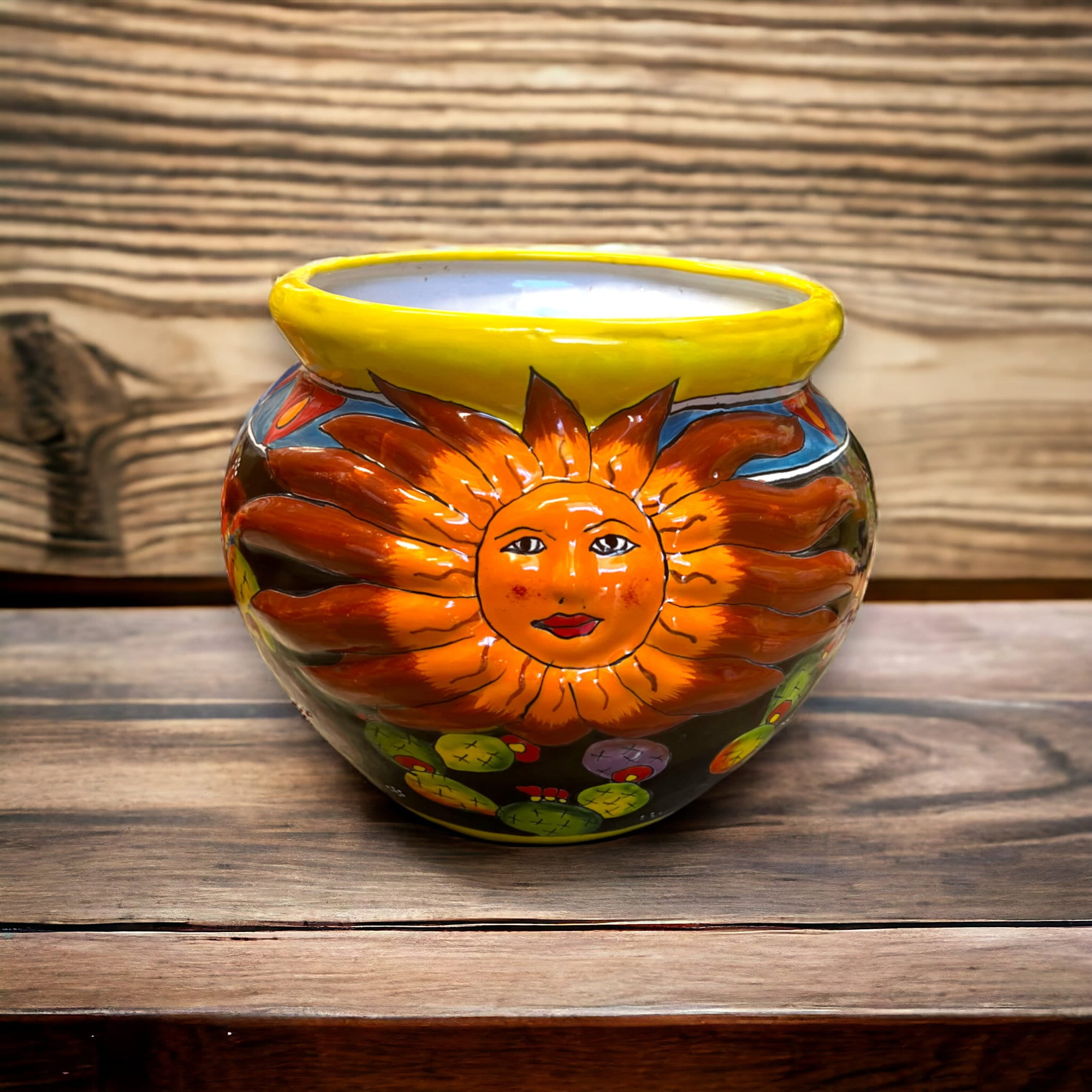 Artisan Talavera Sun Planter | Handmade Mexican Flower Pot - Walmart.com