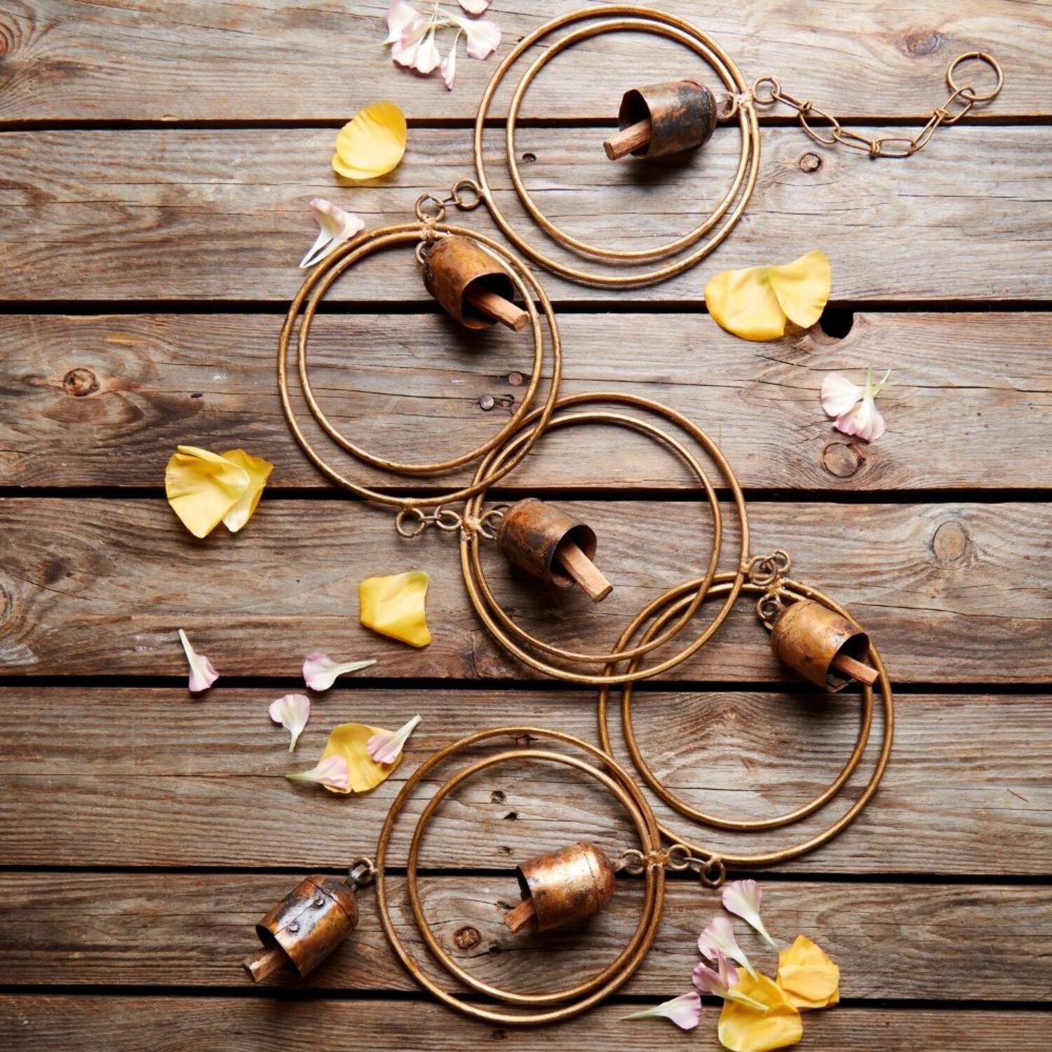Artisan Variety 38 in Rustic Metal Circular Rings Bells Wind Chime ...