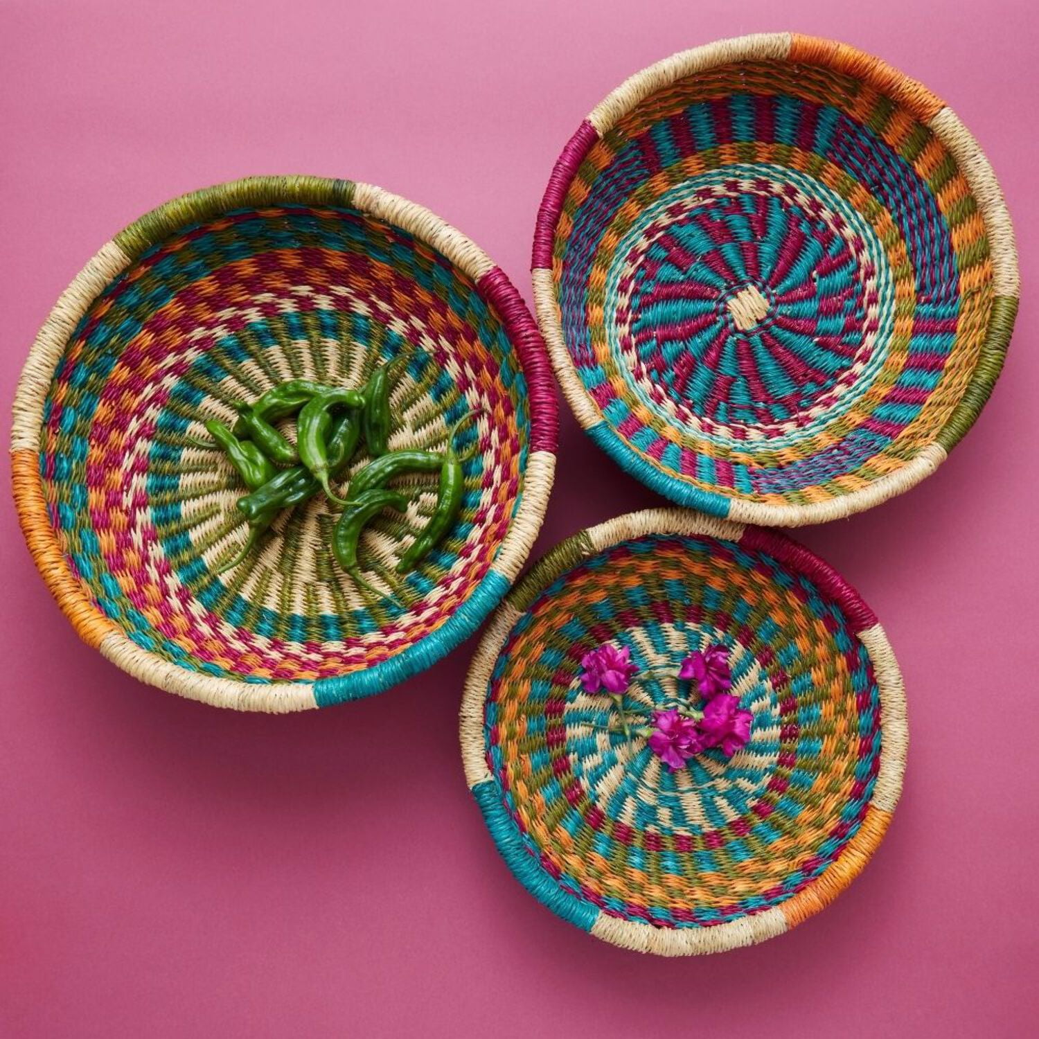 Artisan Variety Spinning Wheel Pattern Decorative Baskets, Set of 3 ...