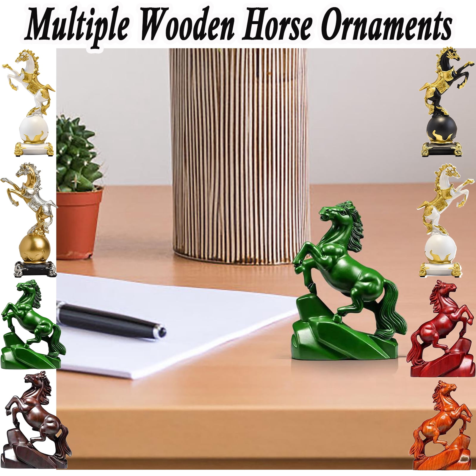 Artisan Wooden Horse Statue To Success Handmade Solid Wood Ornament for ...
