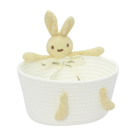 Artisanal Cotton Rope Easter Bunny Storage Basket - Hand-Woven Easter ...