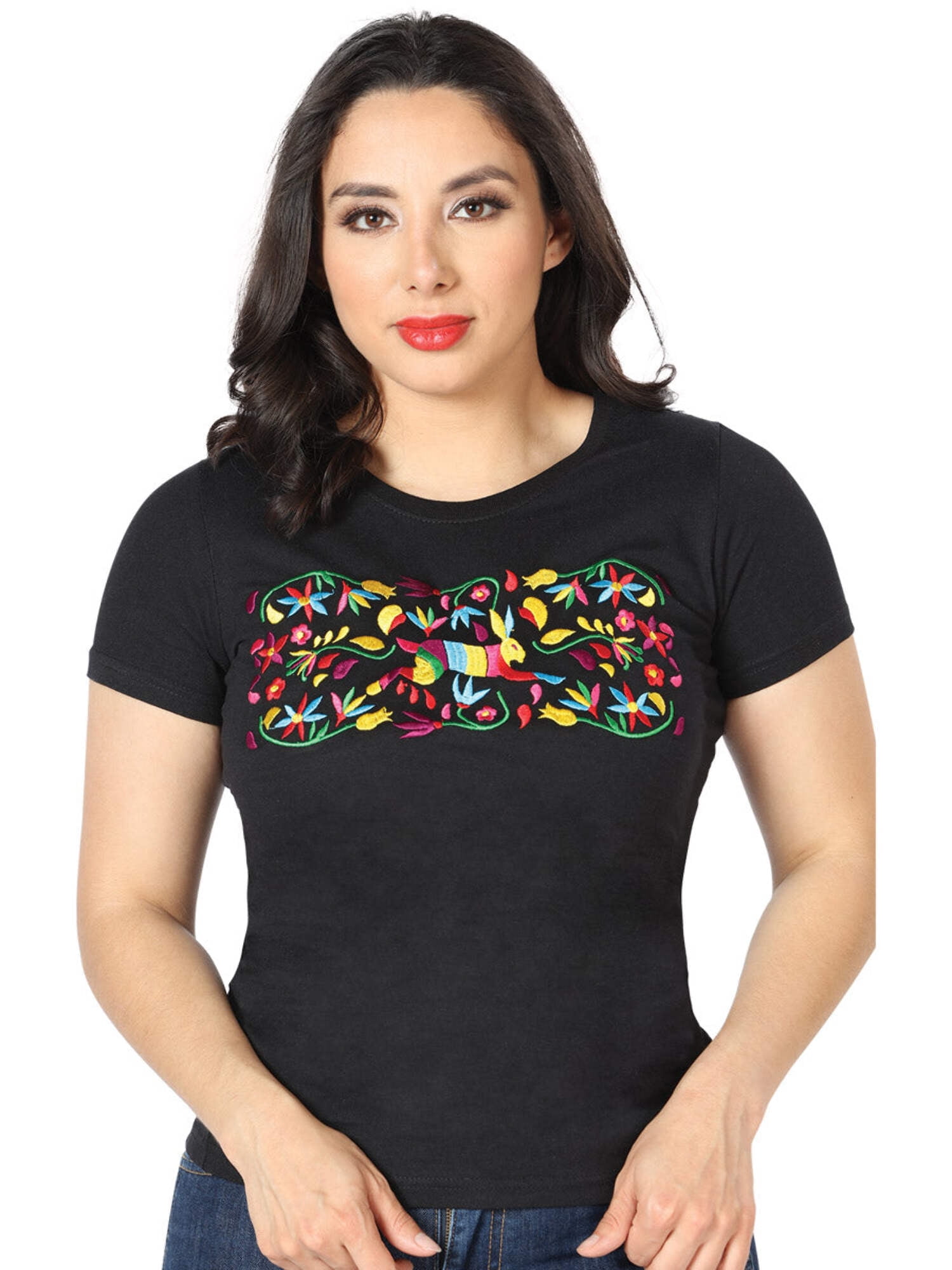 Artisanal Embroidered T Shirt Black 602761 - Walmart.com