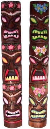 Artisanal Hawaiin Style Tiki Masks, Set of 2, Assorted Designs, Unique ...