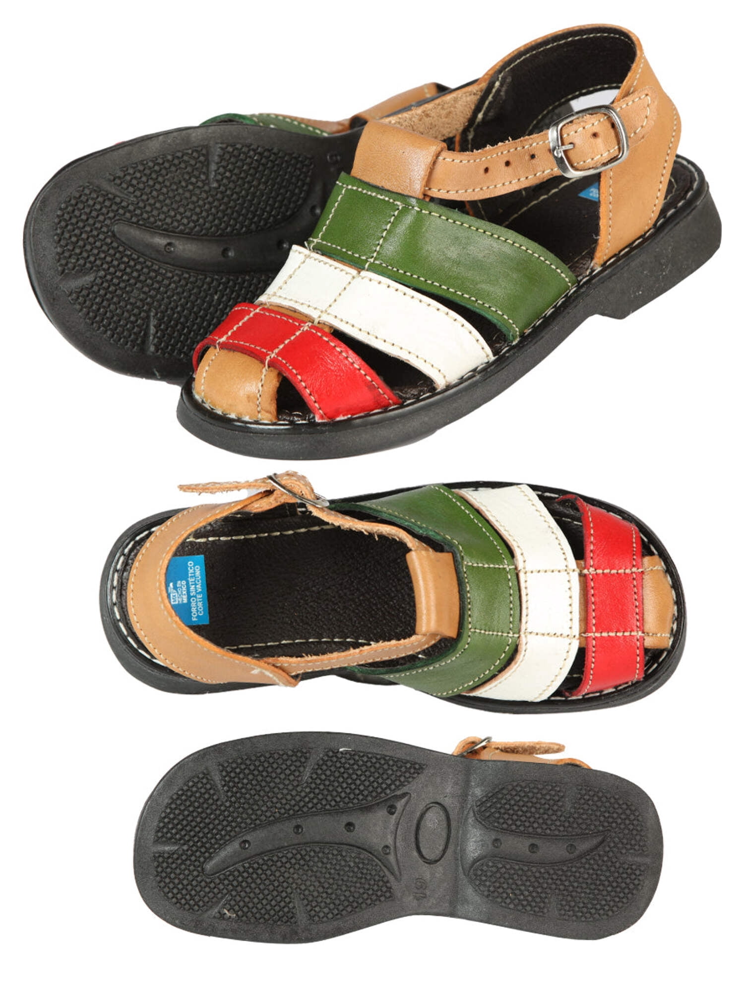 Artisanal Mexican Sandals Leather Tricolor 603944 - Walmart.com