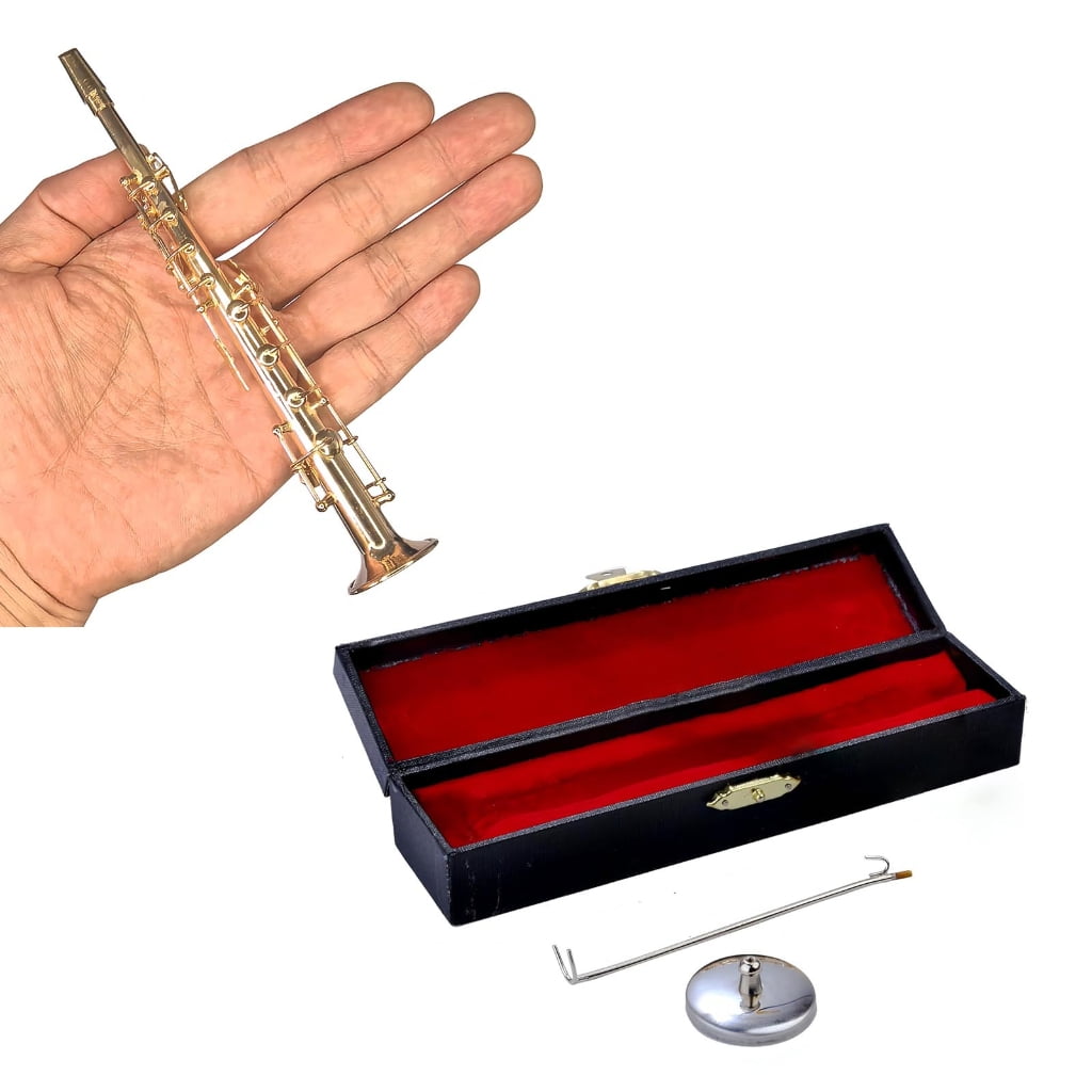 Artisanal Tiny Saxophone Bronze Copy With Display Case Additional Desk ...