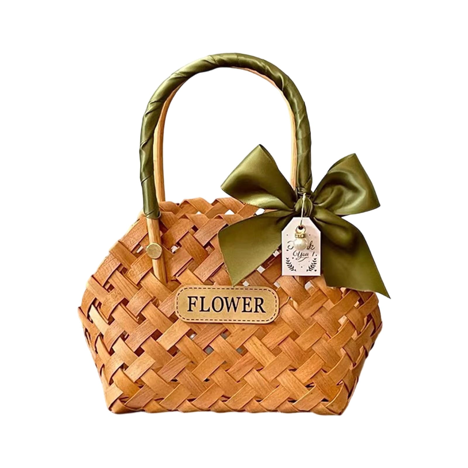 Artisanal Wooden Small Basket, Handwoven Wood Slices Storage, Tabletop ...
