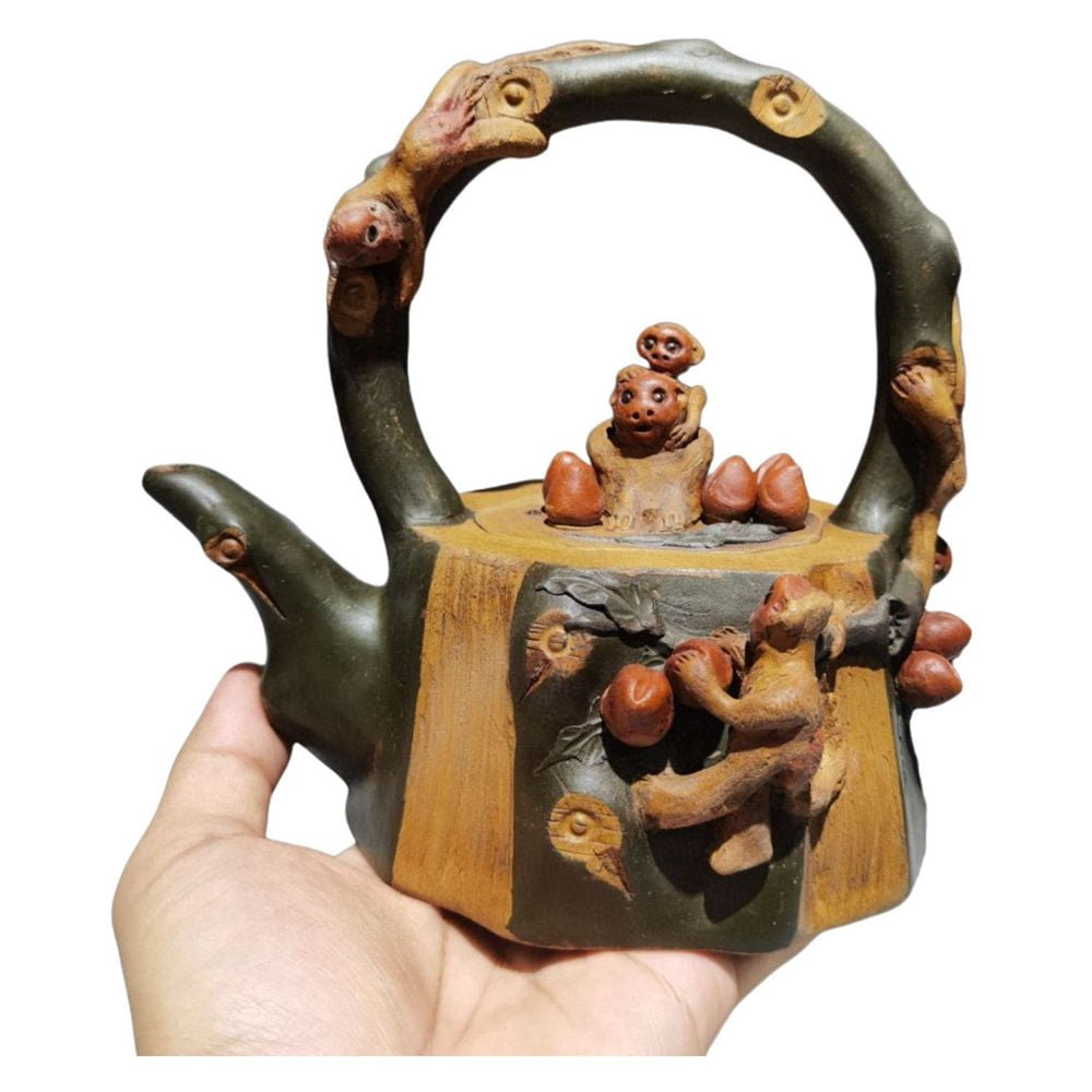 Artisanal Yixing Teapot Gongfu Strainers Monkey Figurine Peach Ornament ...