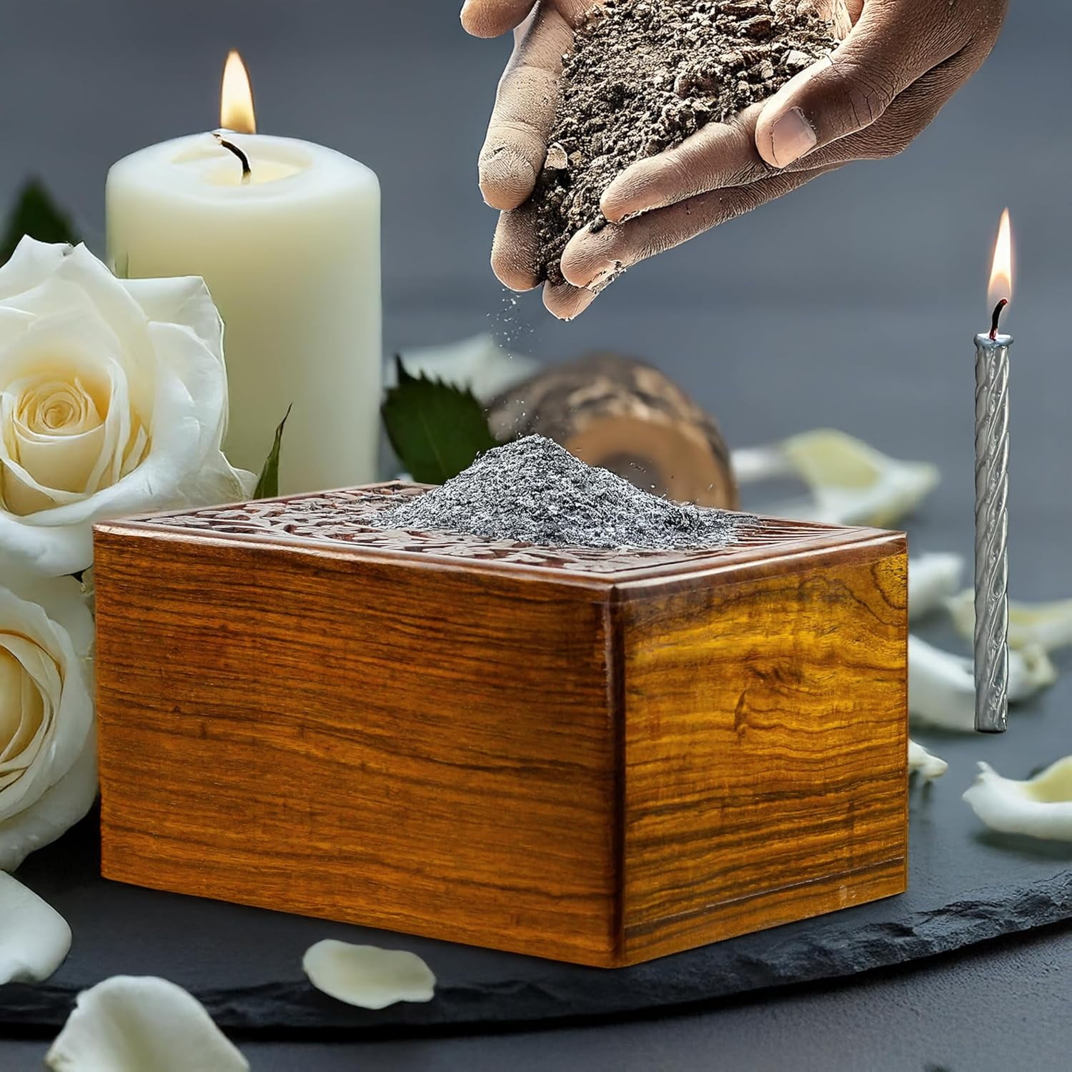 Artisans Crafted Premium Rosewood Decorative Hand Carved Wooden Urns | Carved with Precision ...