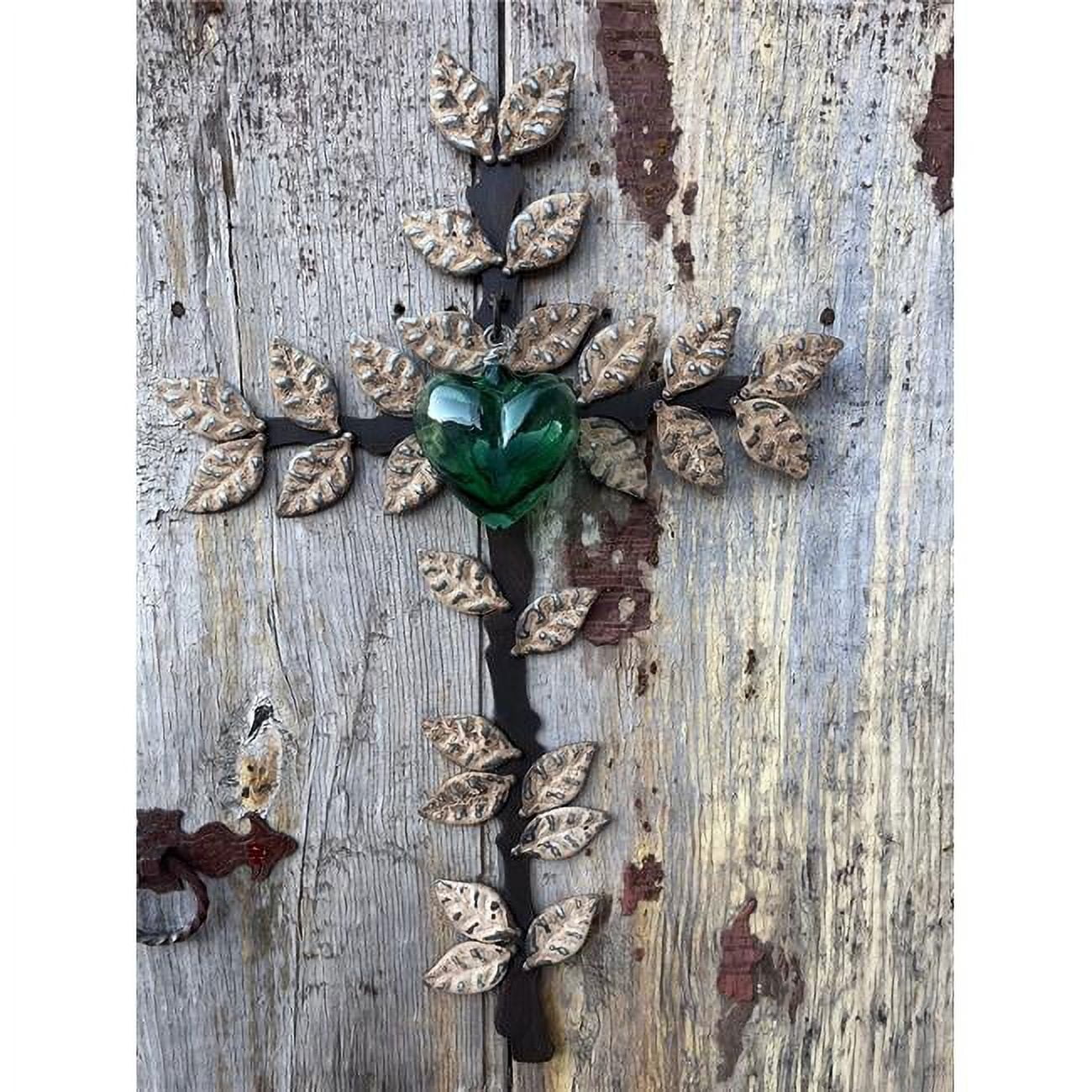 Artisans Gallery ATE-CR2L-SG Tree of Life Iron Leaf Cross with Extra Small Green Heart - Walmart.com