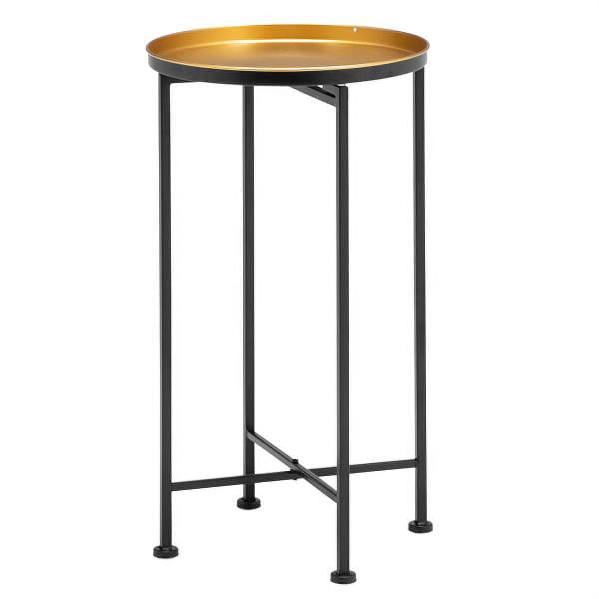 Artisasset Iron Round Side End Table Black & Golden - Walmart.com