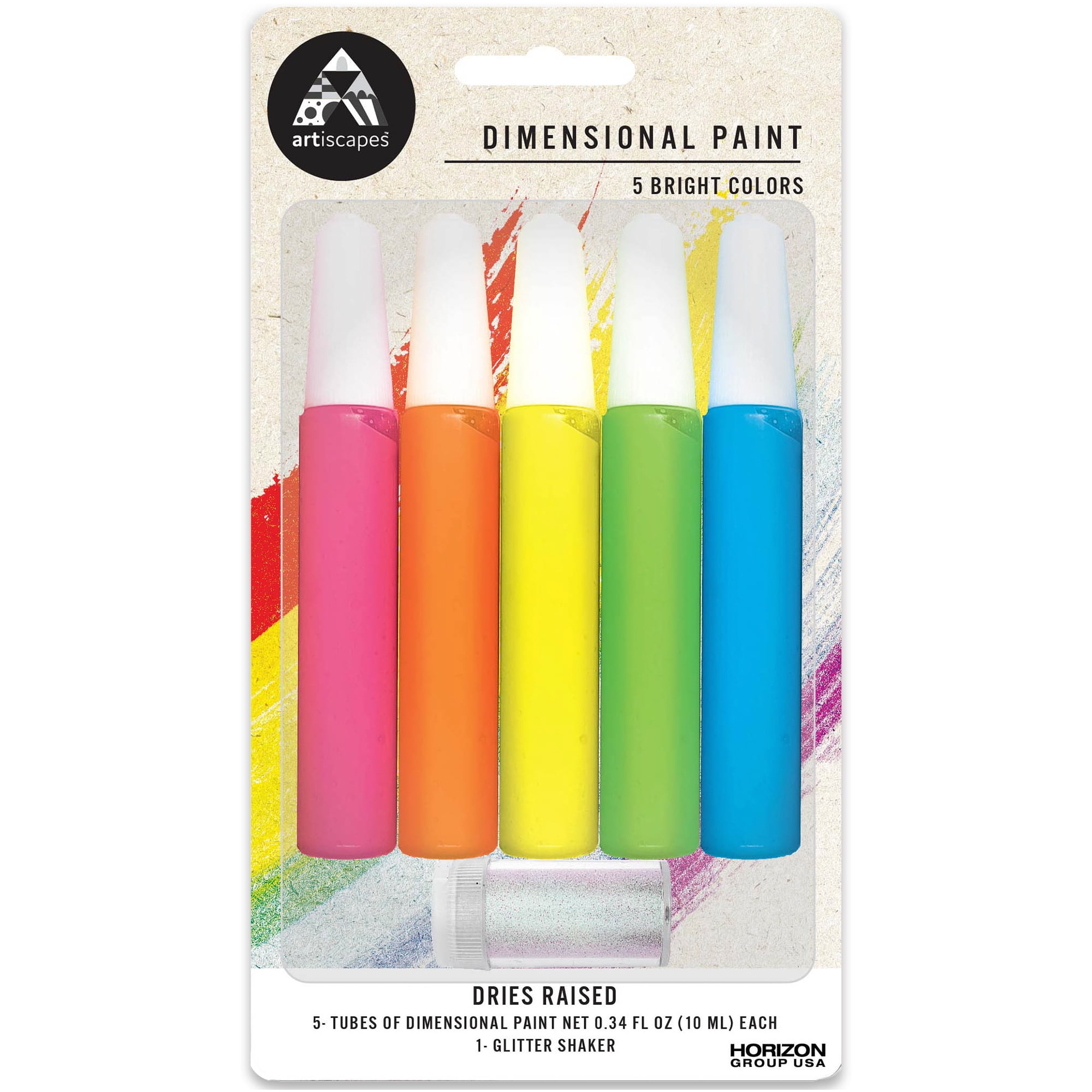 Artiscapes Neon Dimensional Paint Pens (5 Pack) with Silver Glitter ...
