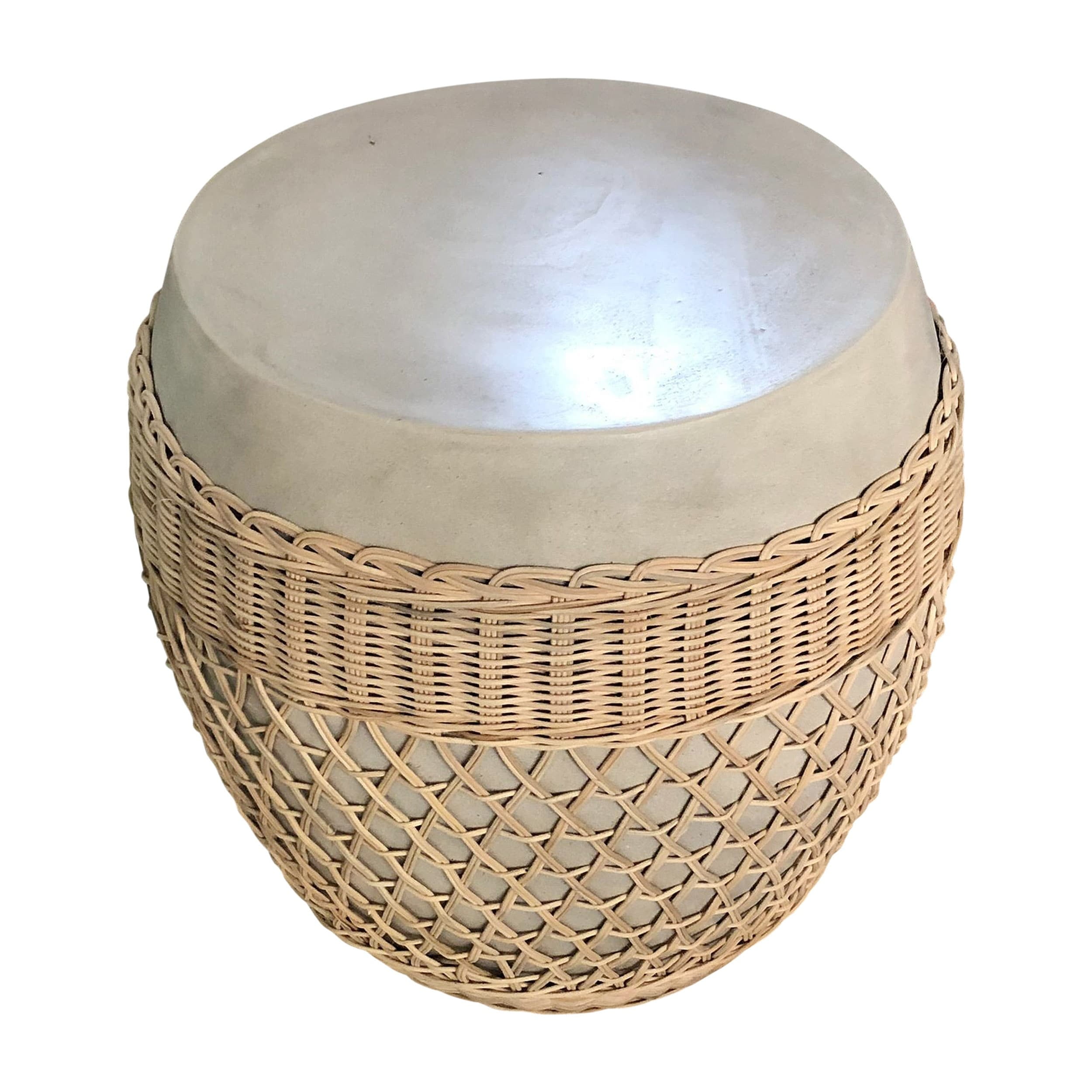 Artissance 18"H Hopson Cement Round Garden Stool With Rattan - Walmart.com