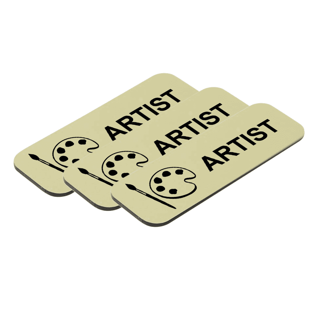 Artist 1" x 3" Name Tag/Badge, Brushed Gold, (3 Pack) - Walmart.com