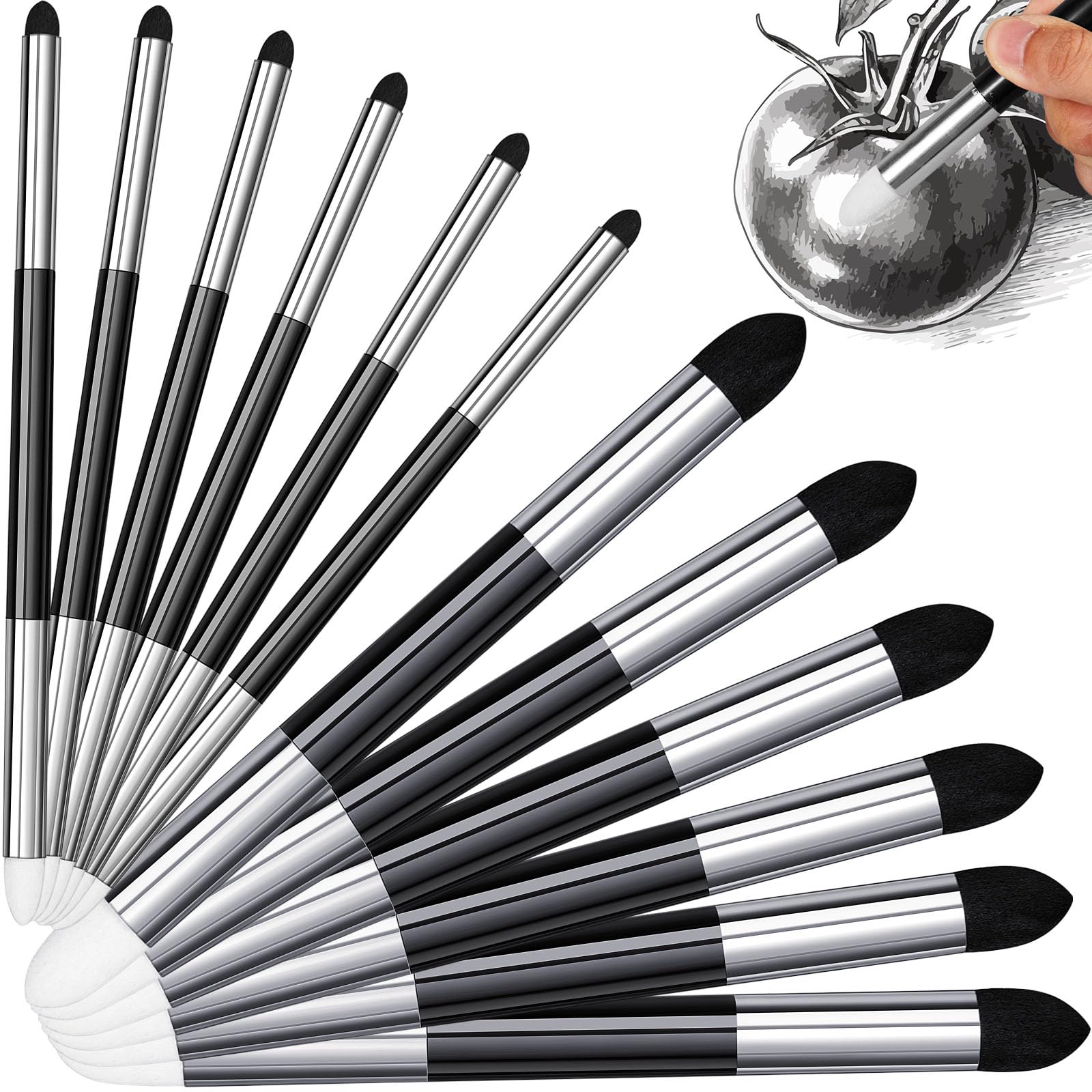 Artist Blending Sponge Pen, Double Headed Sketch Brush, Washable Reble ...