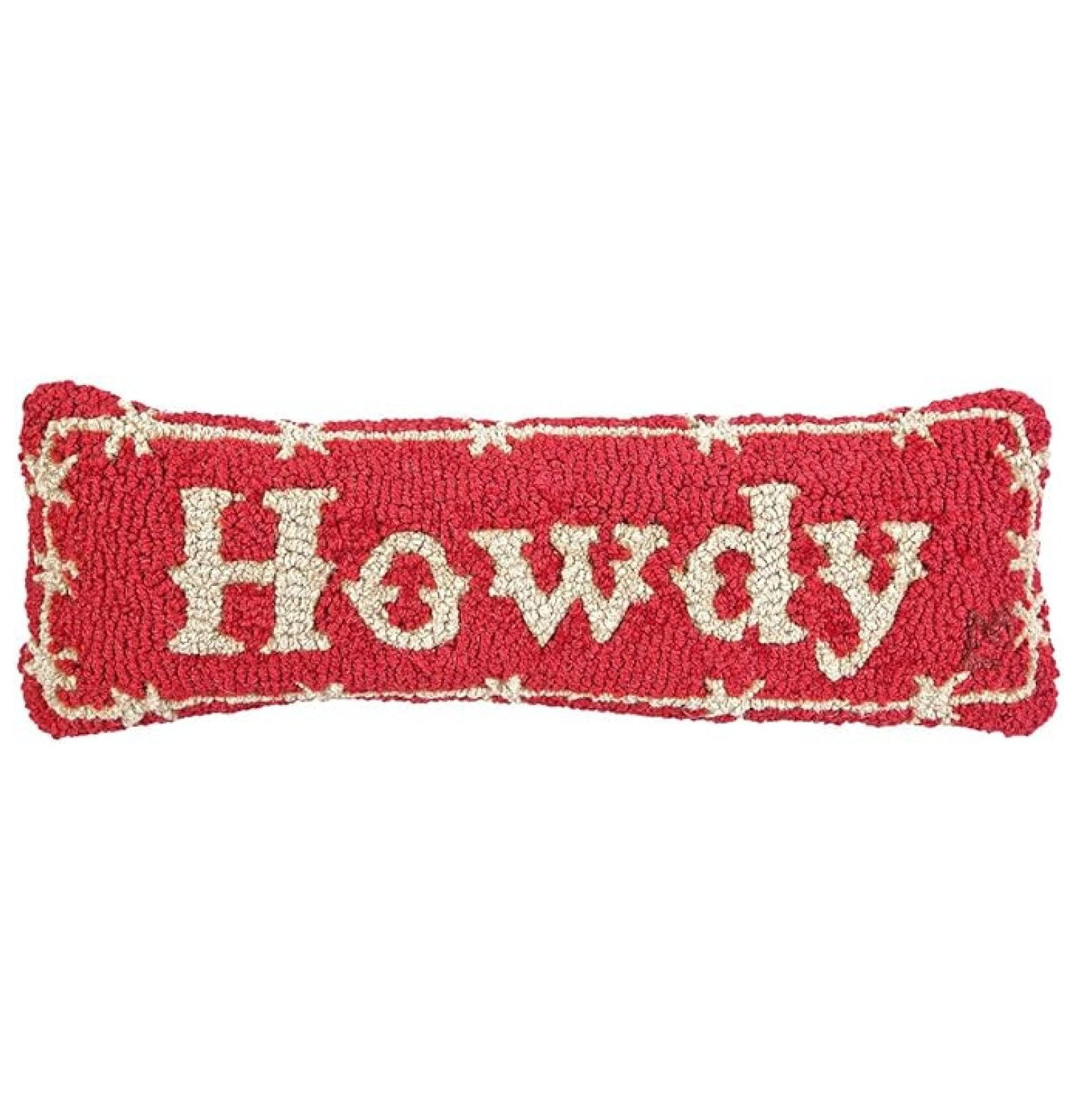 Artist-Designed Howdy Hand-Hooked Wool Decorative Throw Pillow (8 in x ...