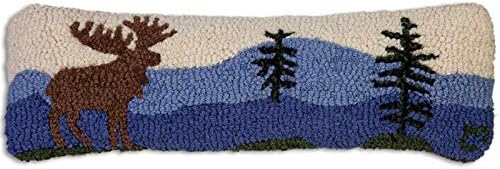 Artist-Designed Mountain Moose Hand-Hooked Wool Decorative Throw Pillow ...
