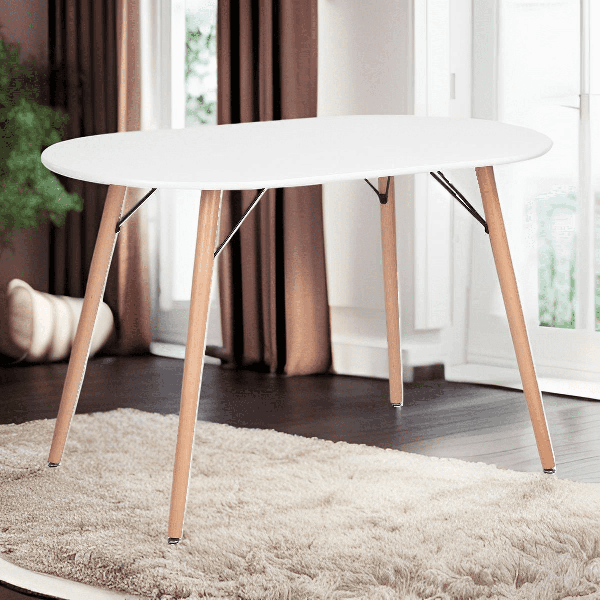 FurnitureR Oval Conference Room Table 47.2" Mid Century Modern Meeting ...