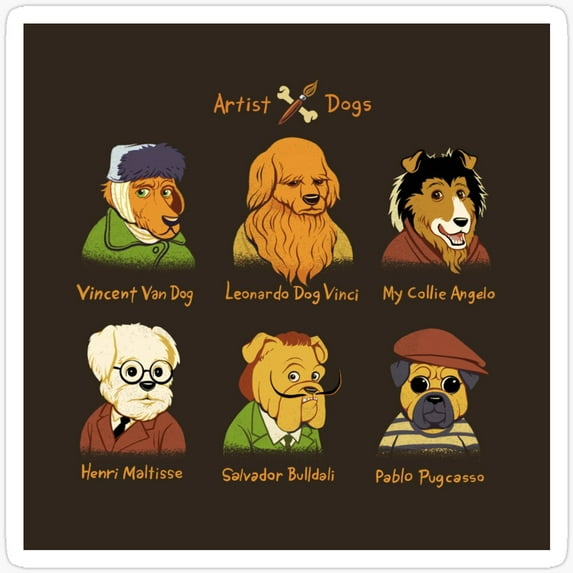 Artist Dogs Sticker Phone Decal Water Bottle Stickers Car Decals ...