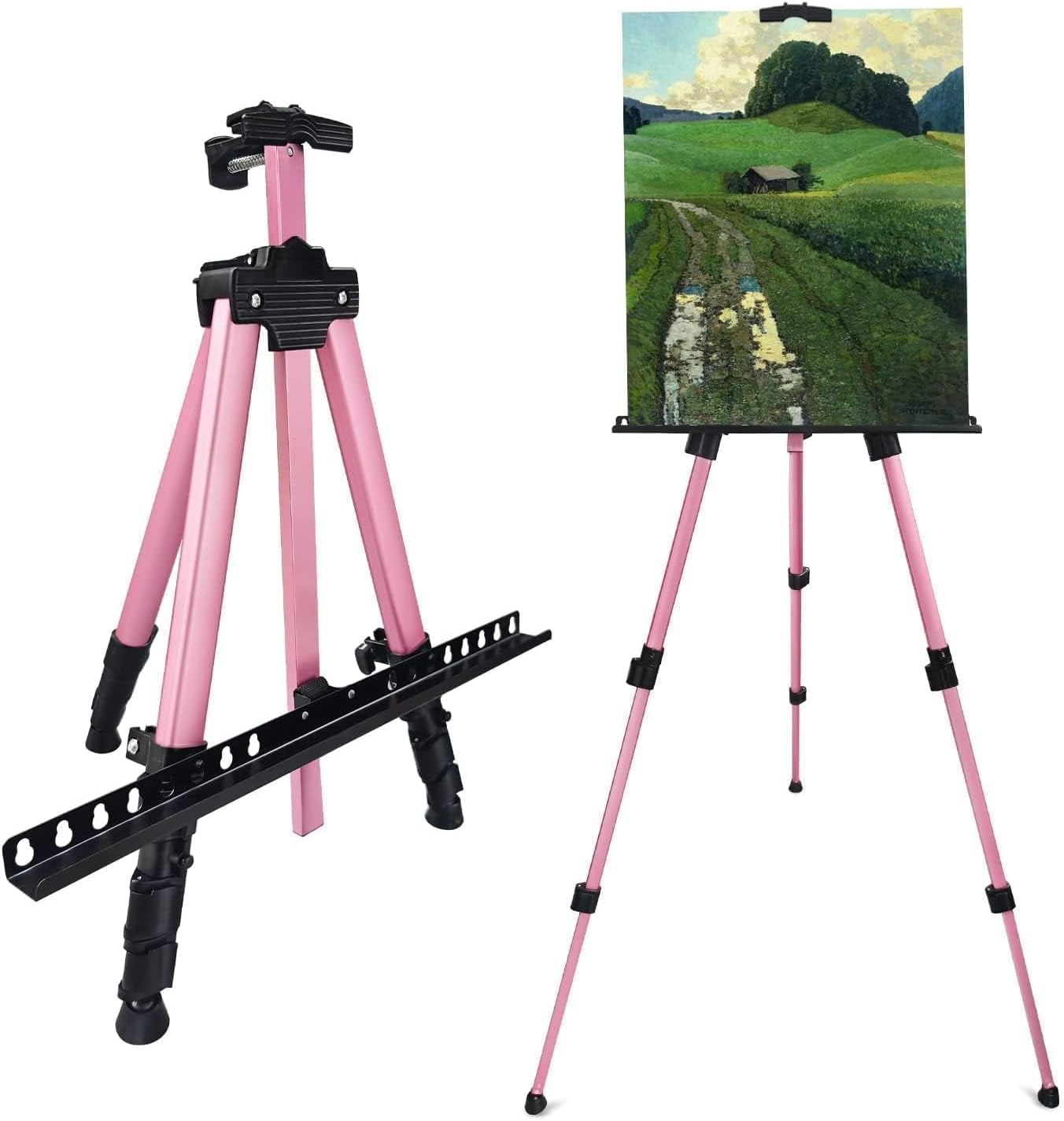 Artist Easel Stand, Aluminum Metal Adjustable Easel for Painting Canvases Height from 17 to 66 ...