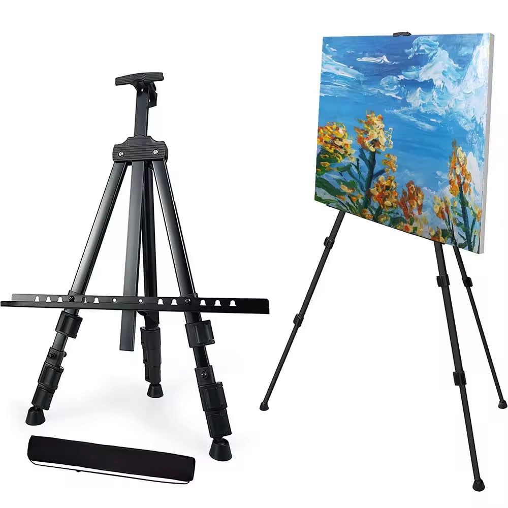 Artist Easel Stand, Extra Thick Aluminum Metal Tripod Display Easel ...