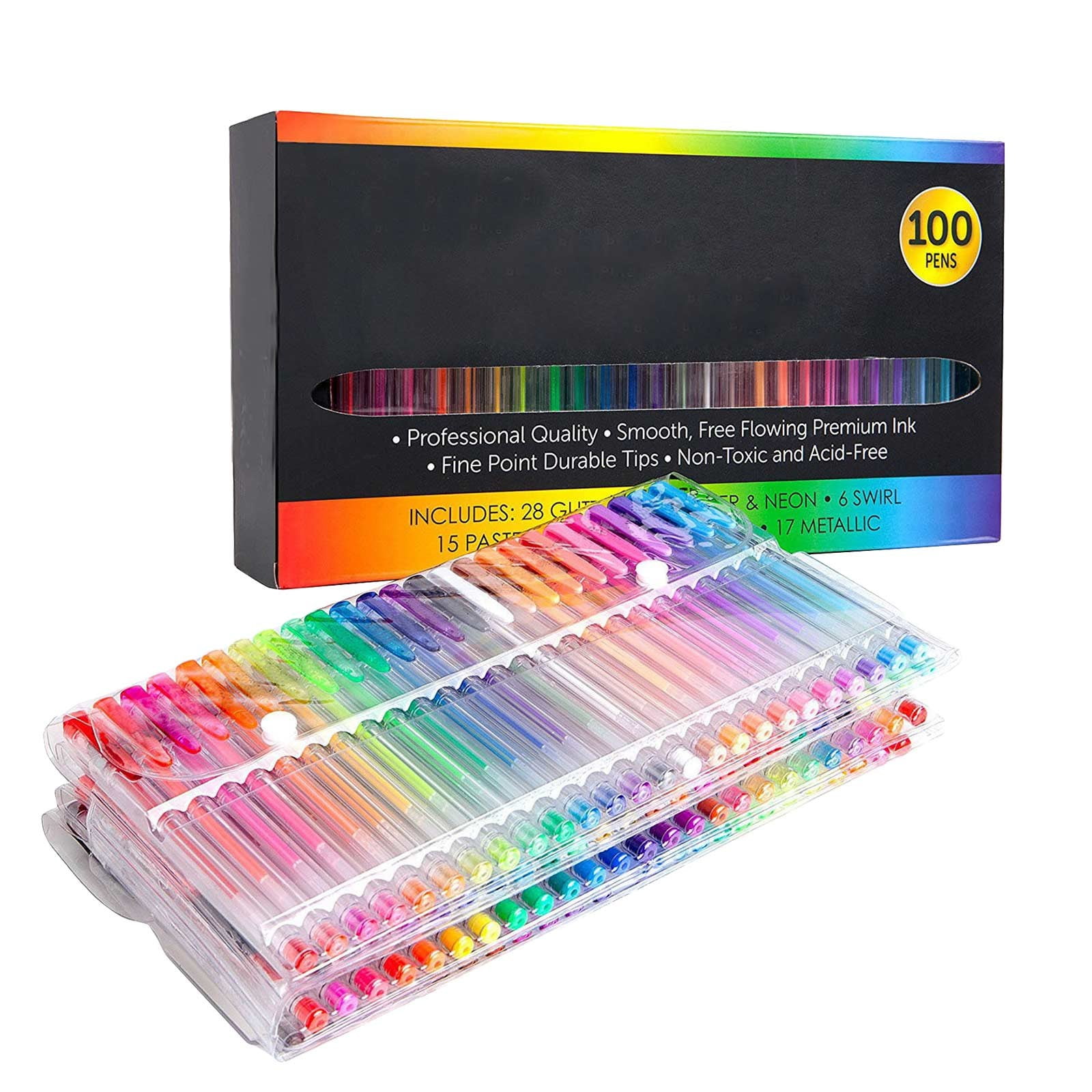 Artist Grade Gel Pen Set 100 Count Coloring Scrapbooking Doodling Comic ...