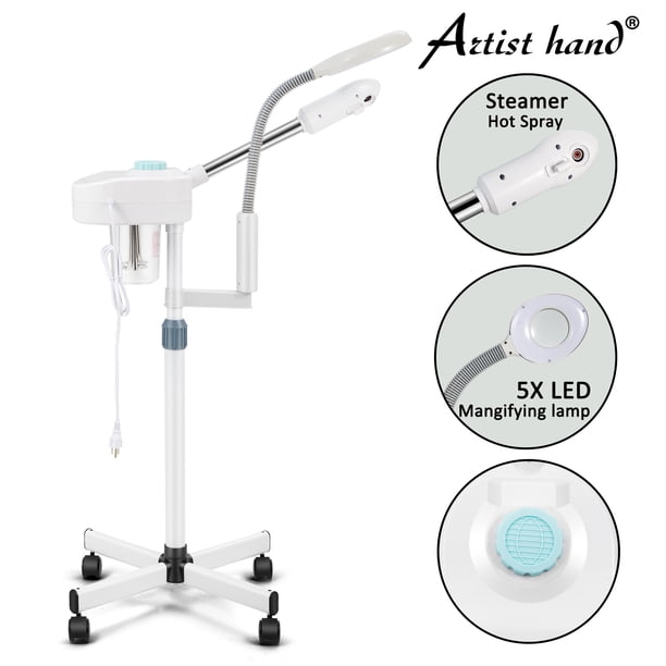Artist Hand 2IN1 White Facial Steamer 5x LED Magnifying Lamp Hot Ozone ...