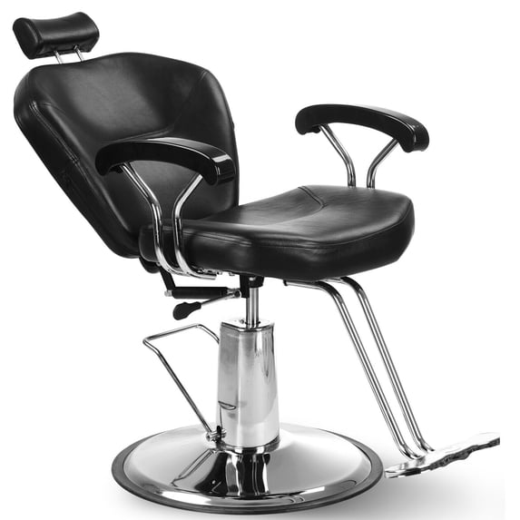 Artist Hand Black Hydraulic Reclining Barber Chair, 135°, 20"x18" Seat ...