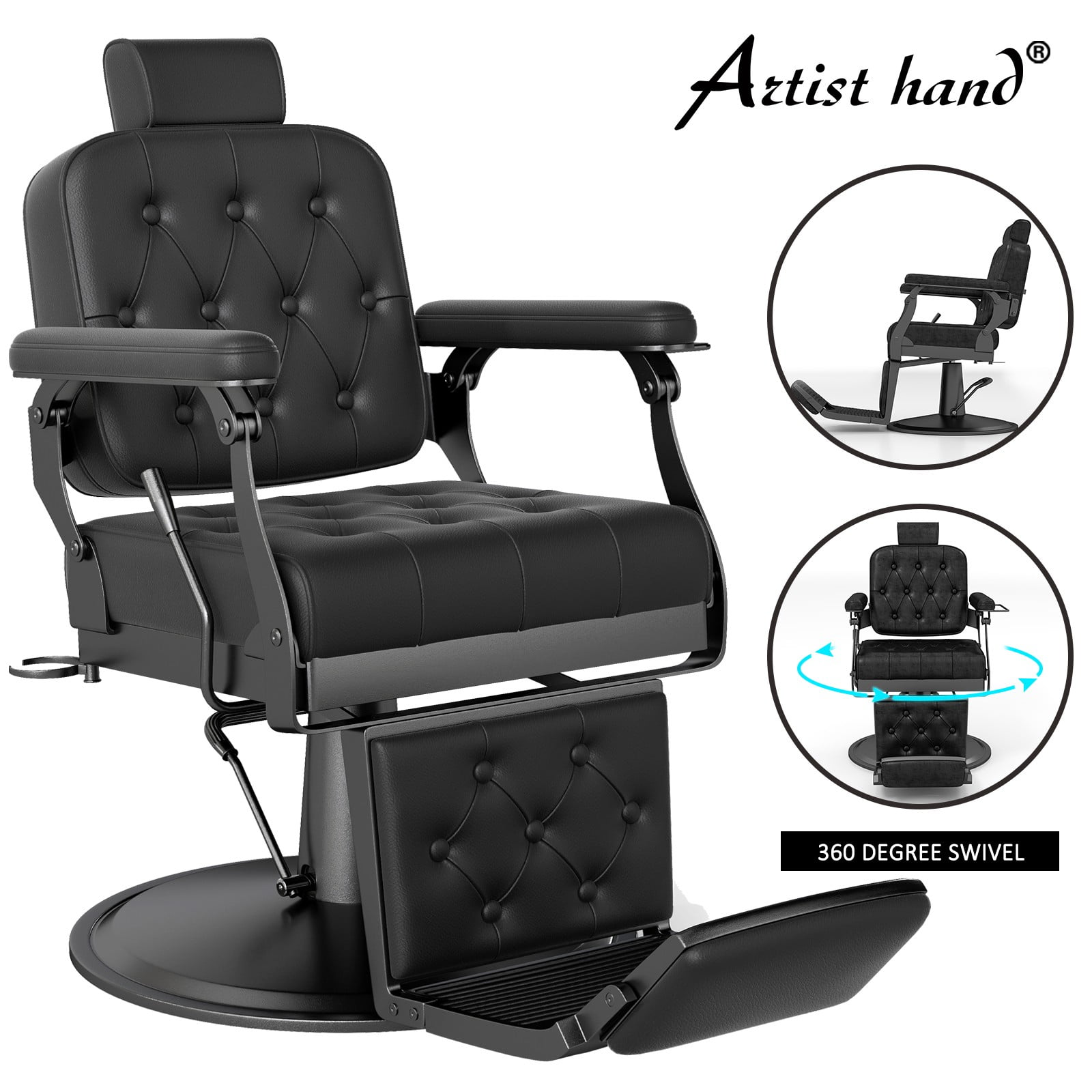 Artist Hand Heavy Duty Hydraulic Recline Barber Chair Salon Hair ...