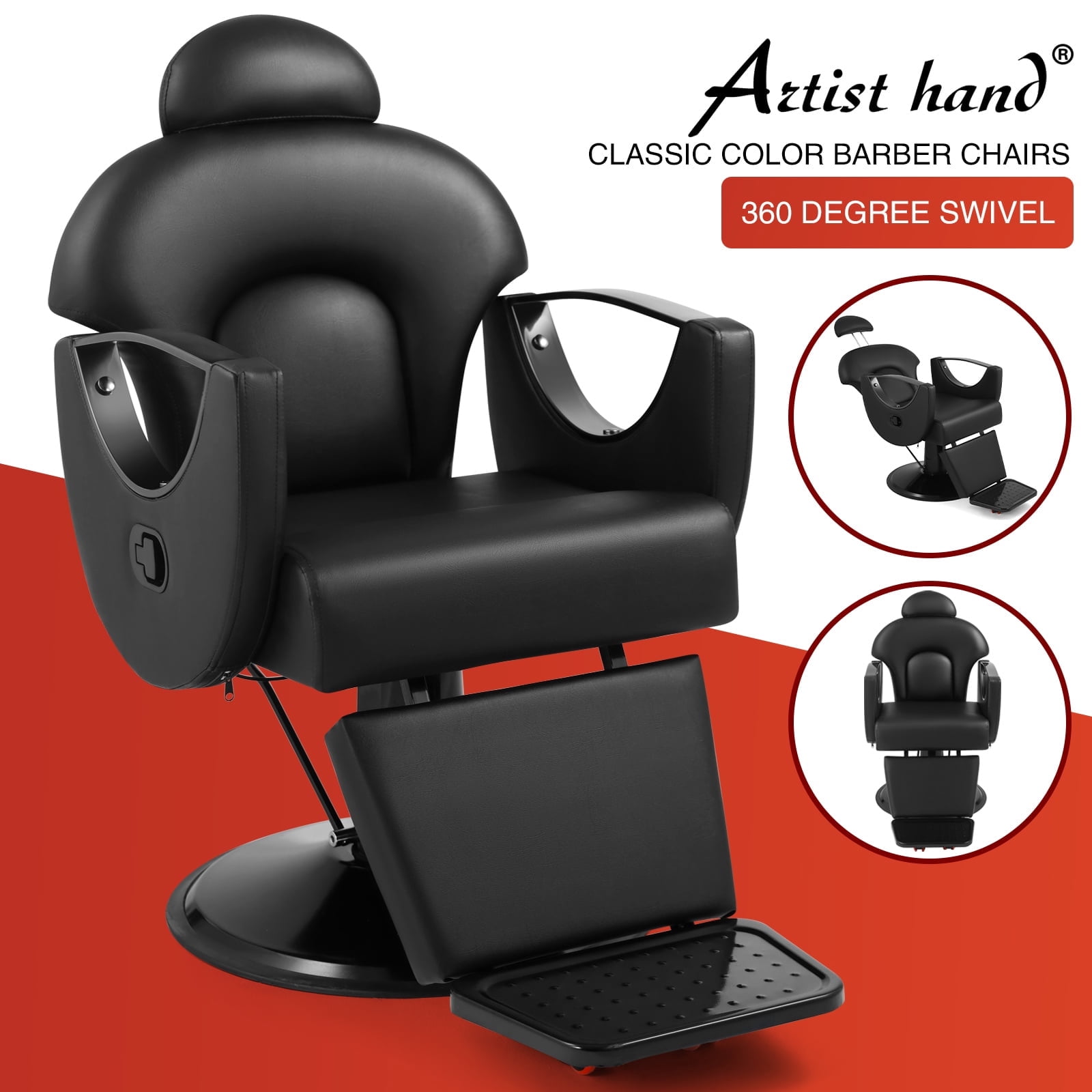 Artist Hand Hydraulic Barber Chair Heavy Duty All Purpose Reclining ...