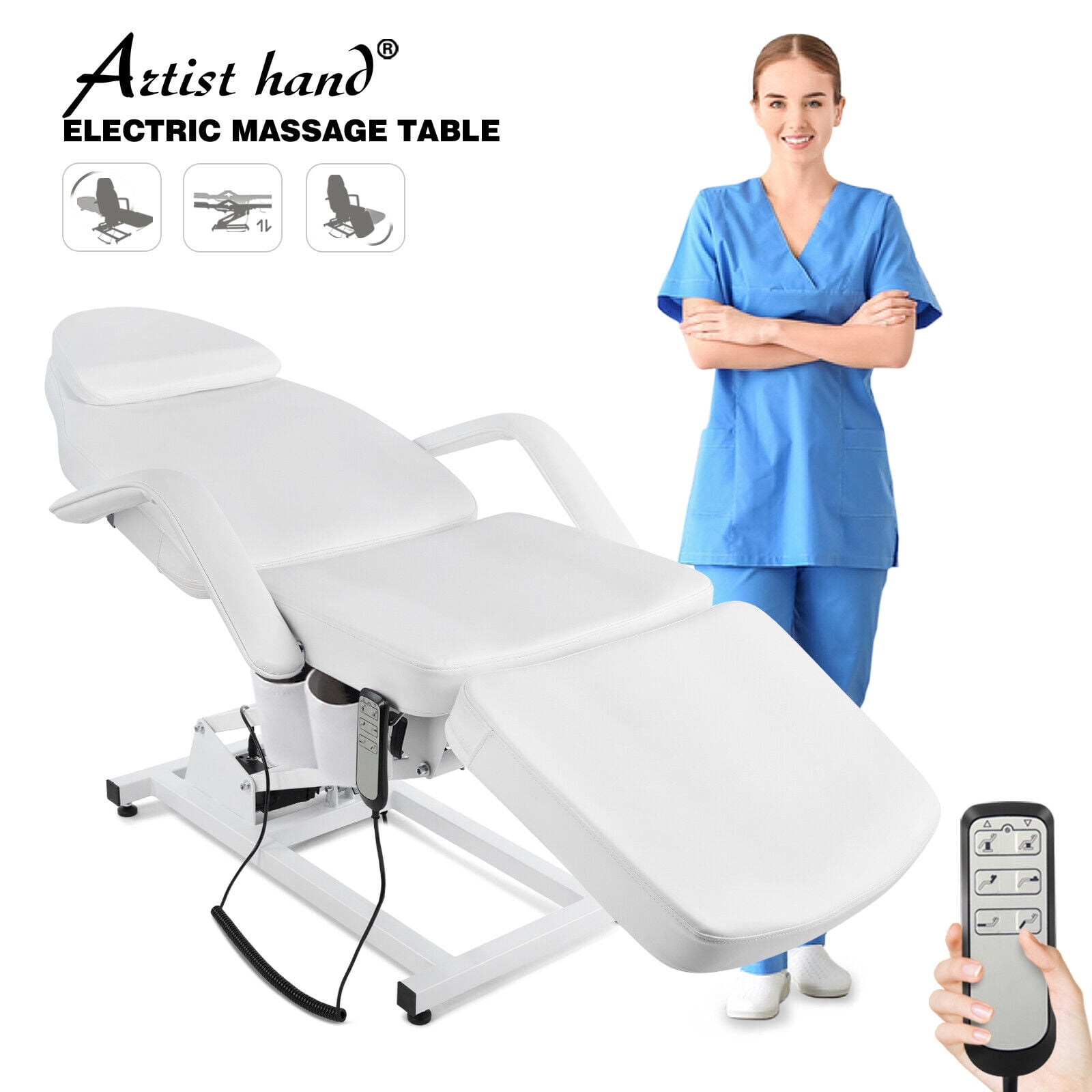 Artist Hand 3-Motor Electric Adjustable Massage Table, Beauty Bed Salon ...