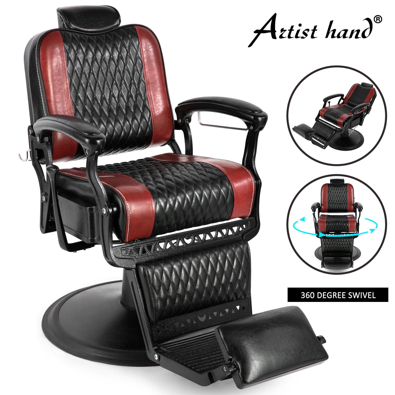 Artist Hand Recliner Barber Chair Beauty Spa Hair Styling Heavy Duty ...