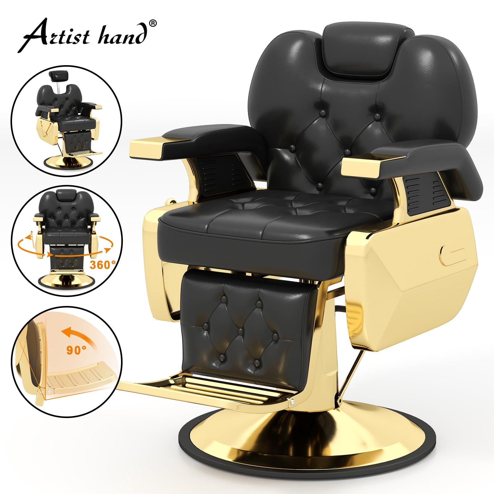 Artist Hand Reversible Foot Pedal Recliner Barber Chair Heavy Duty ...