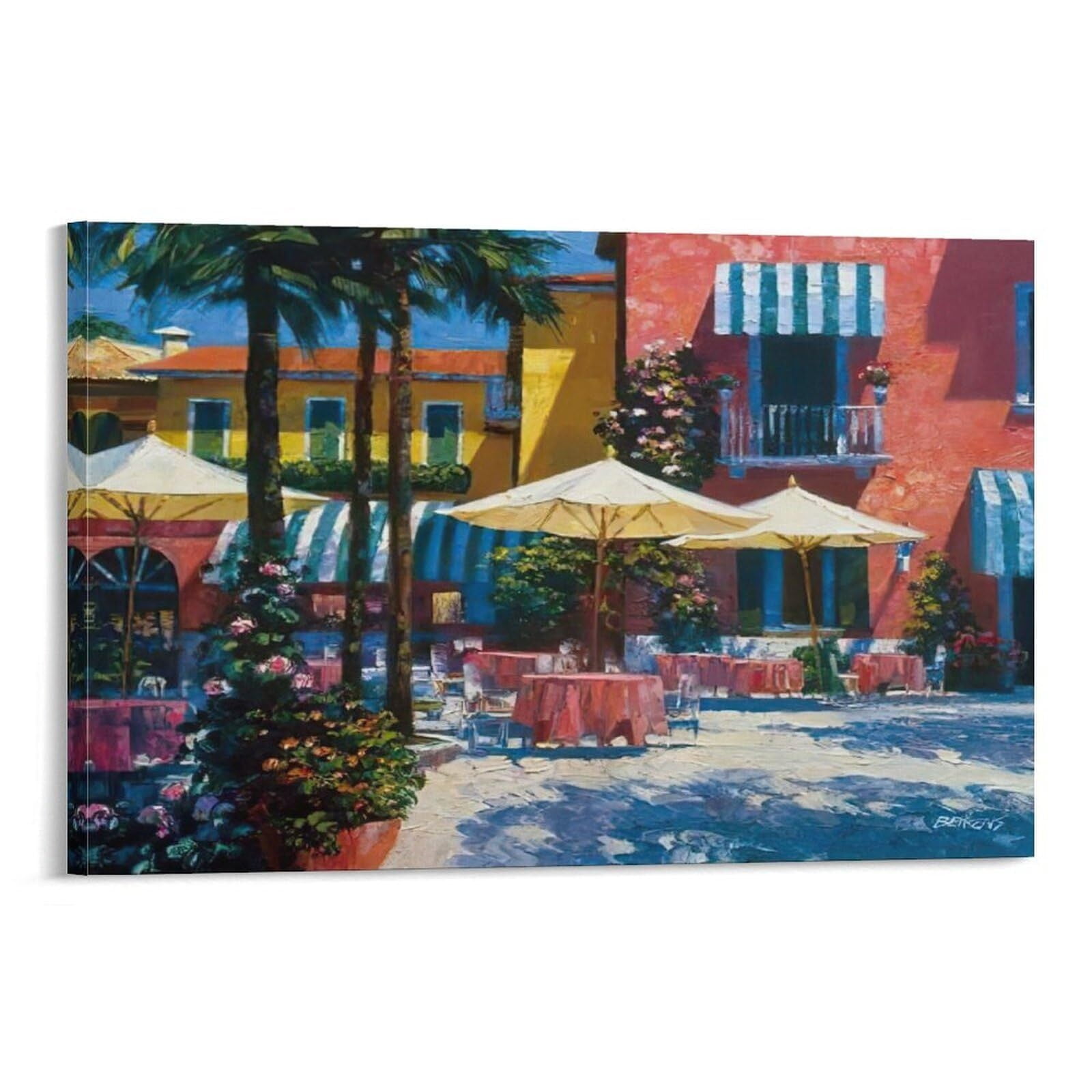 Artist Howard Behrens Inn At Lake Garda Retro Pastoral Painting Wall ...