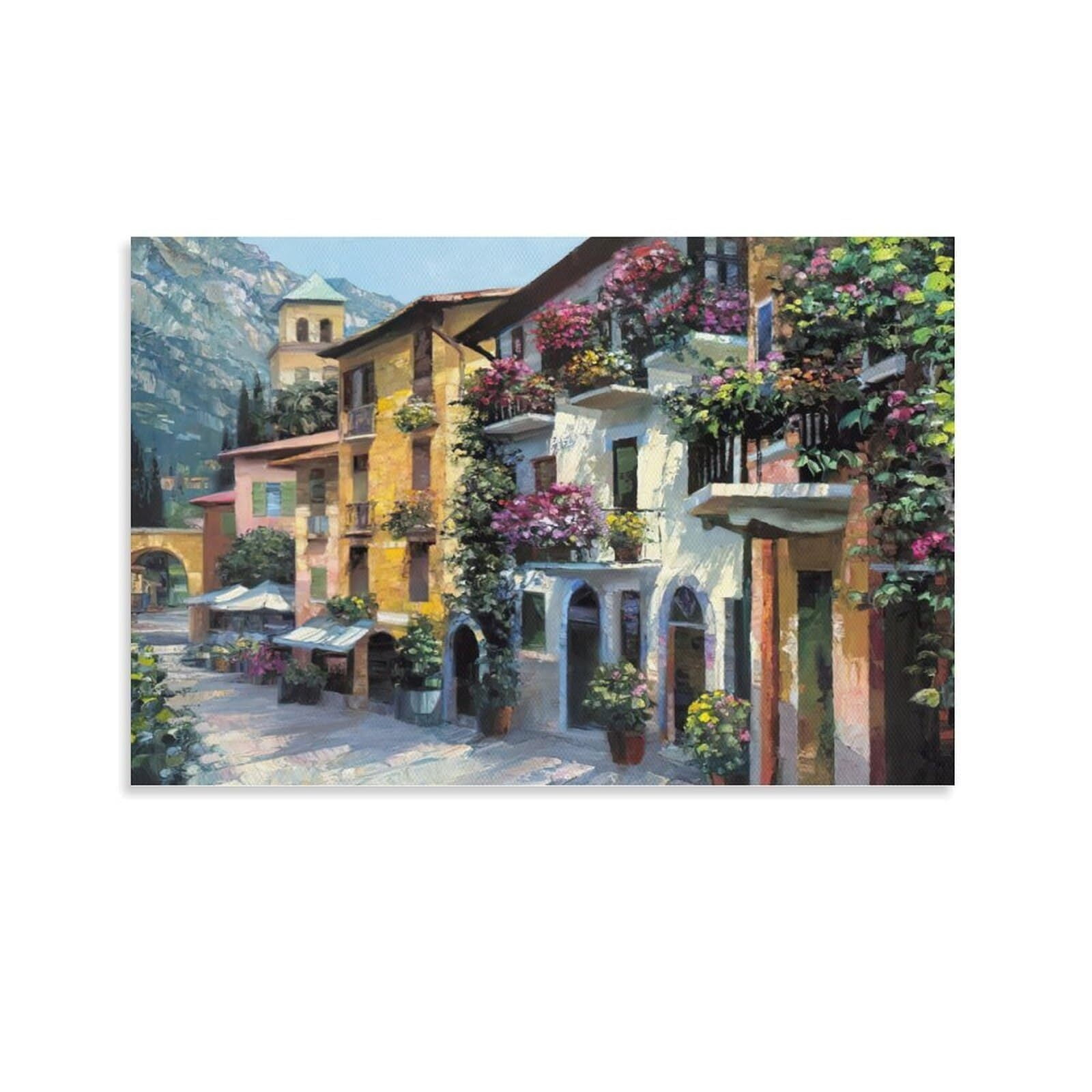 Artist Howard Behrens Village Hideaway Retro Pastoral Painting Wall Art ...