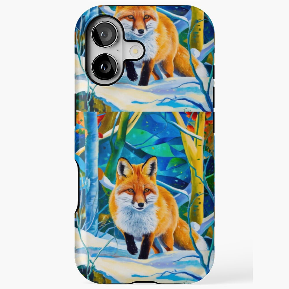 Artist Inspired Fox Portrait Snowy Vintage Paint Phone Case 17 16 15 14 ...