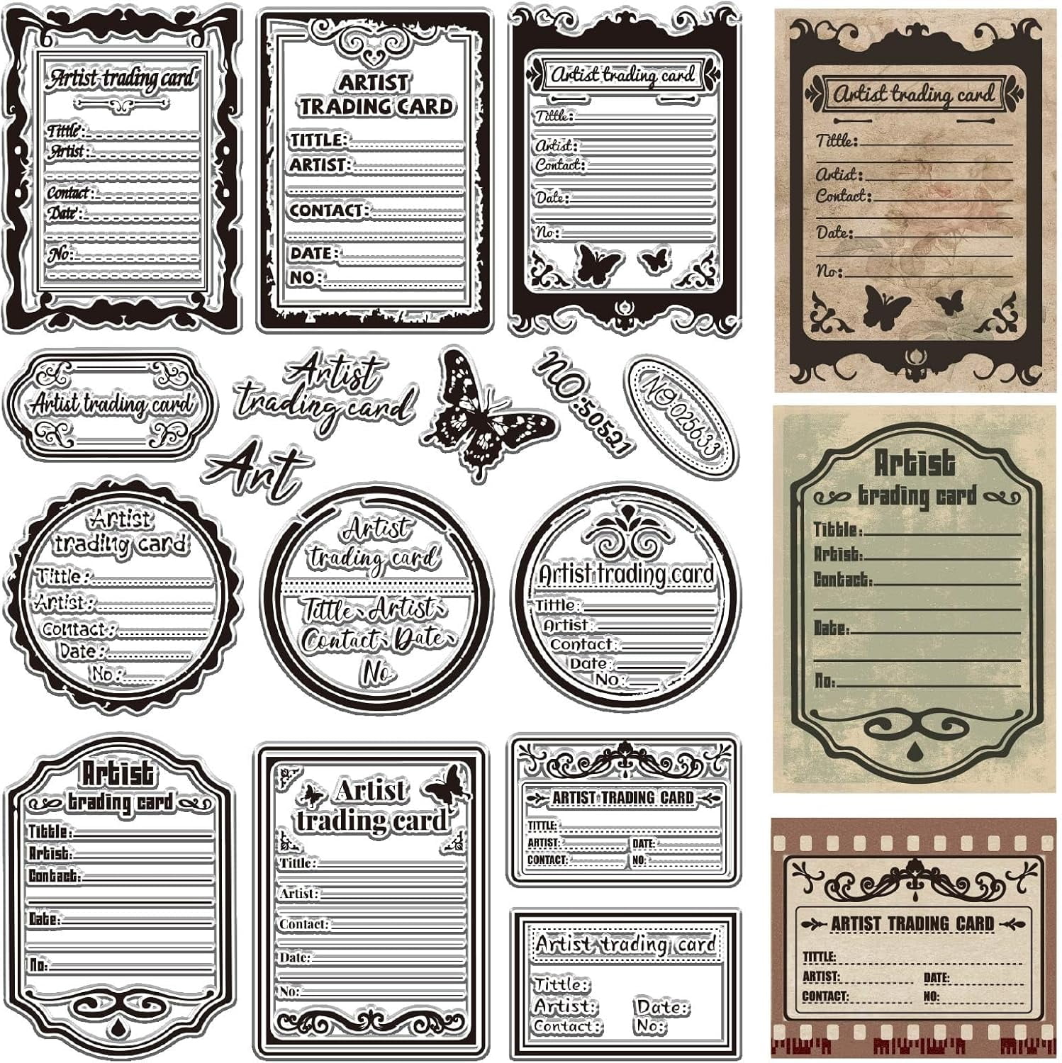 Artist Label Frame Clear Rubber Stamp 11.7x8.3inch Big Size Vintage ...