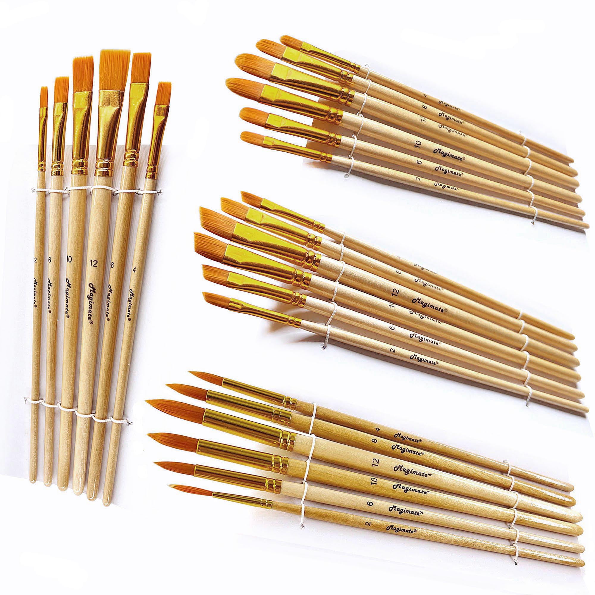 Artist Paint Brush Set Variety Painting Brushes Assortment, Soft Nylon ...