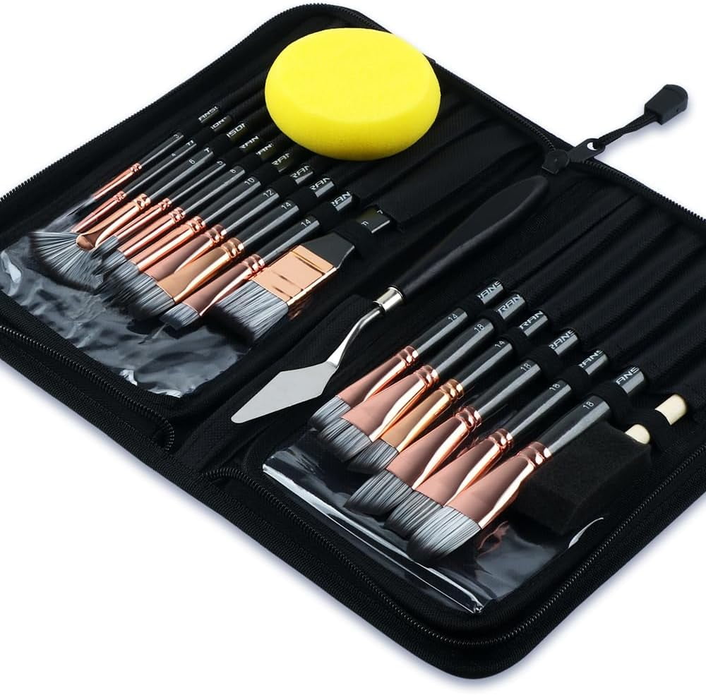 Artist Paint Brush Set of Watercolor Acrylic Gouache Oil and Tempera ...