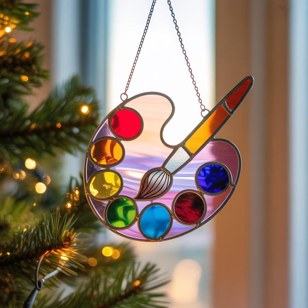 Artist Paint Palette Acrylic Suncatcher, Painter Palette Window Hanging ...