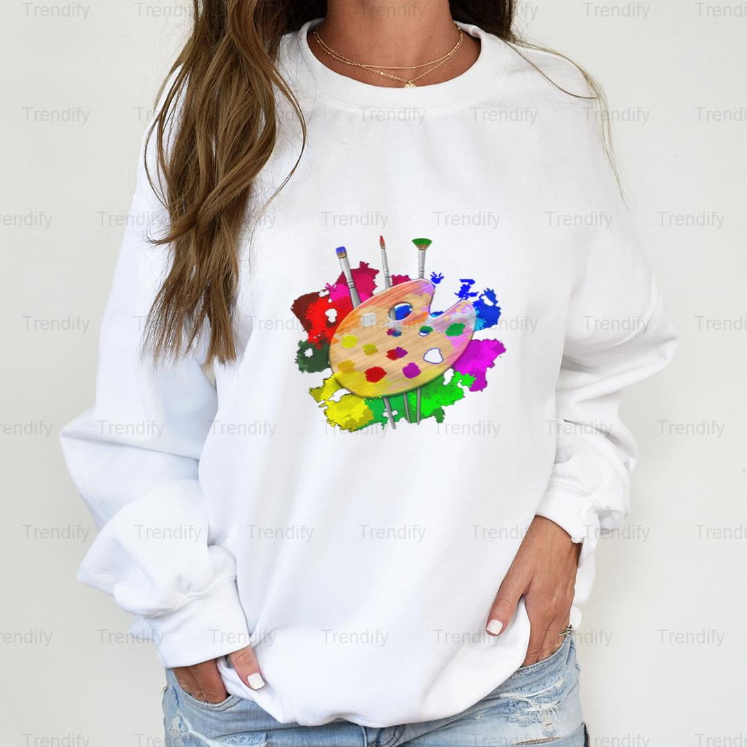 Artist Paint Palette And Brushes Hobby Themed Graphic Unisex Sweatshirt ...