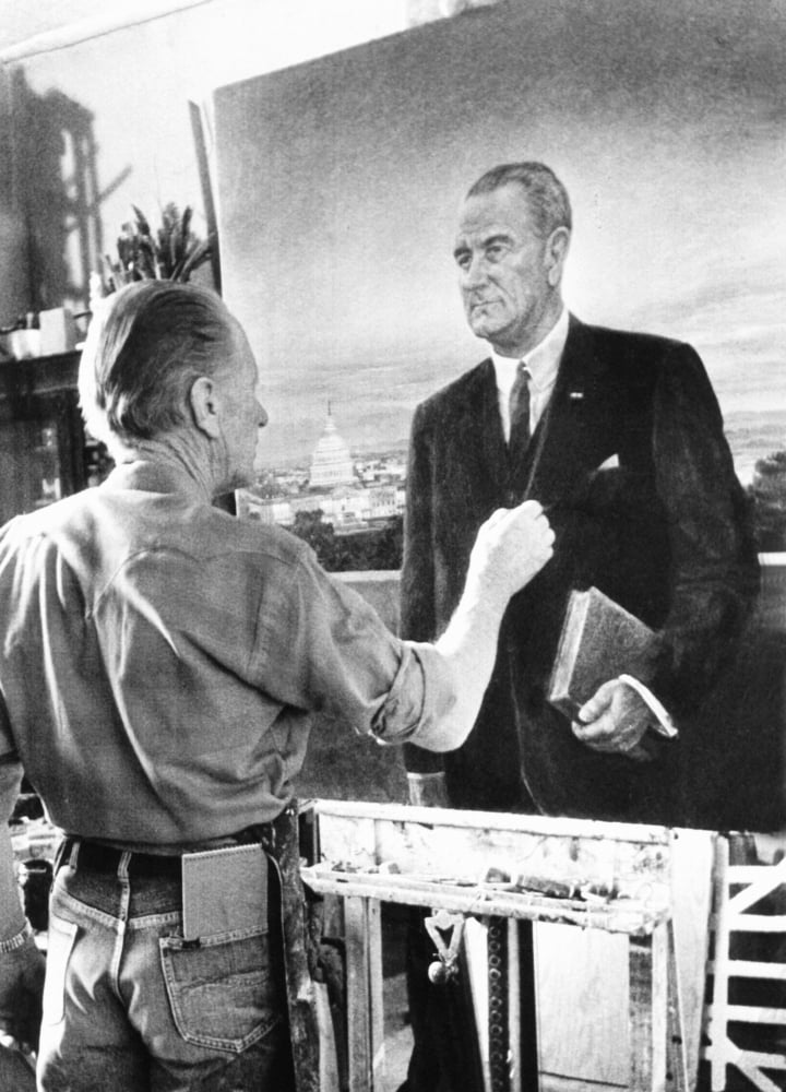 Artist Peter Hurd Finishing The Official White House Portrait Of ...