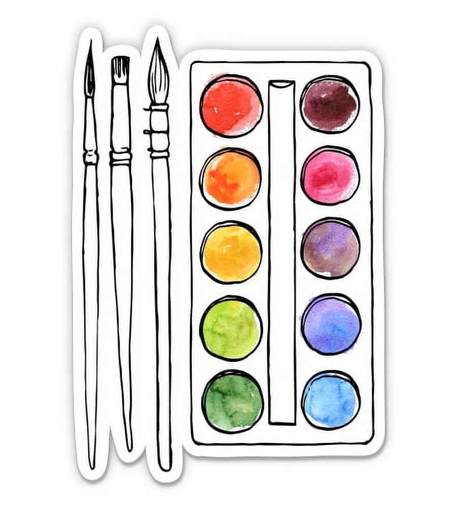 Artist Watercolor Palette and Brushes - 5" Vinyl Sticker - For Car ...