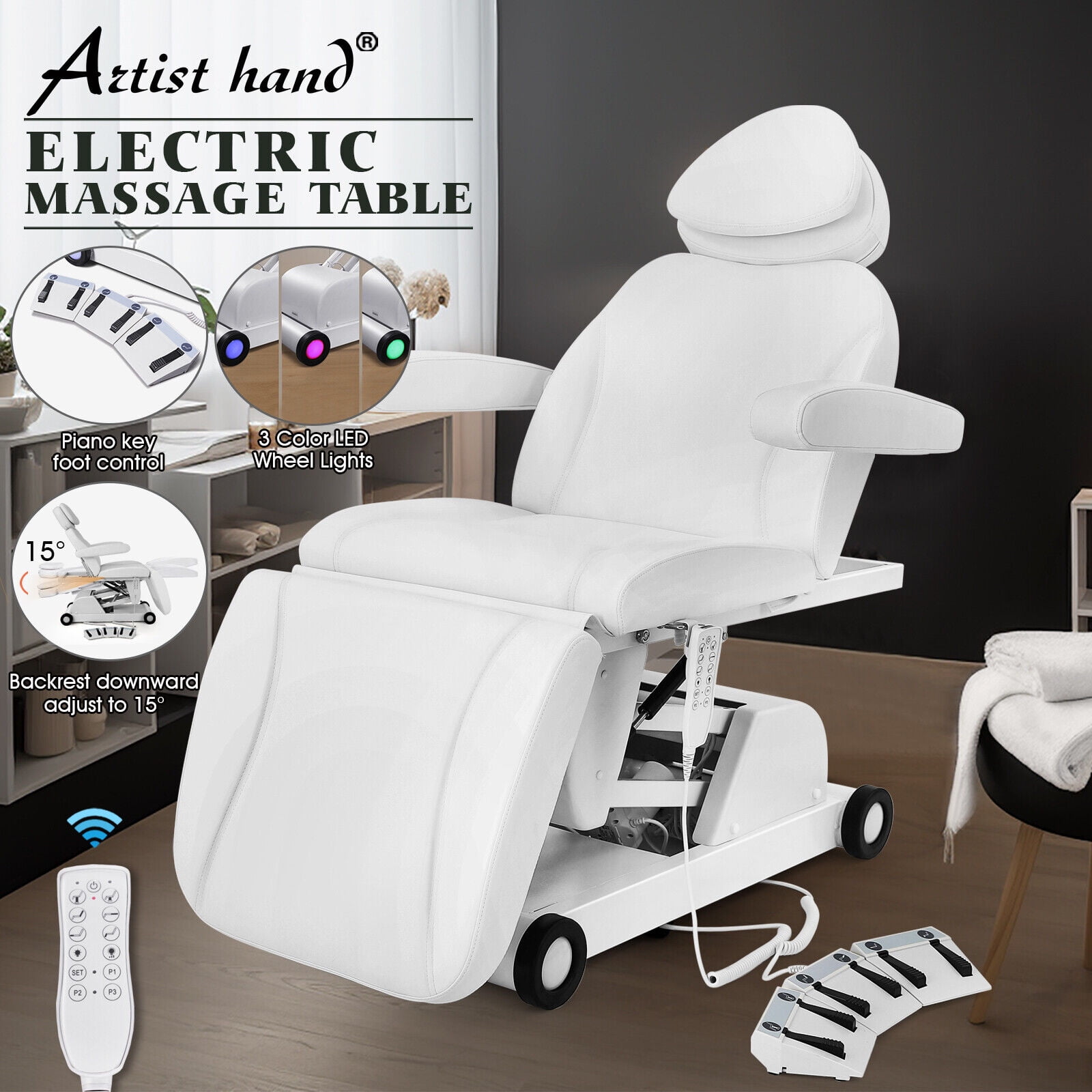 Artist hand 110V 3 Motor Electrical Facial Bed Removable Massage Table ...