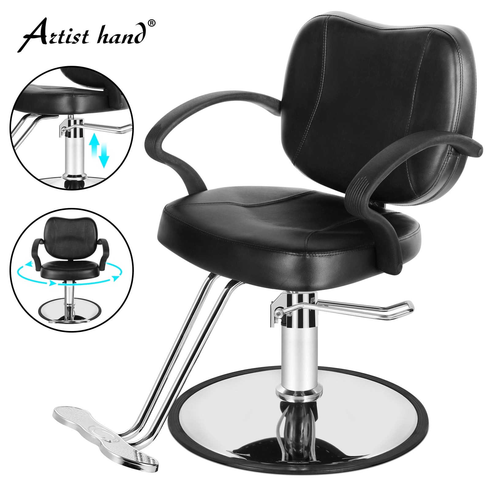 Artist hand Black Classic Hydraulic Barber Chair Beauty Salon Tattoo Hair Styling 360°Equipment ...