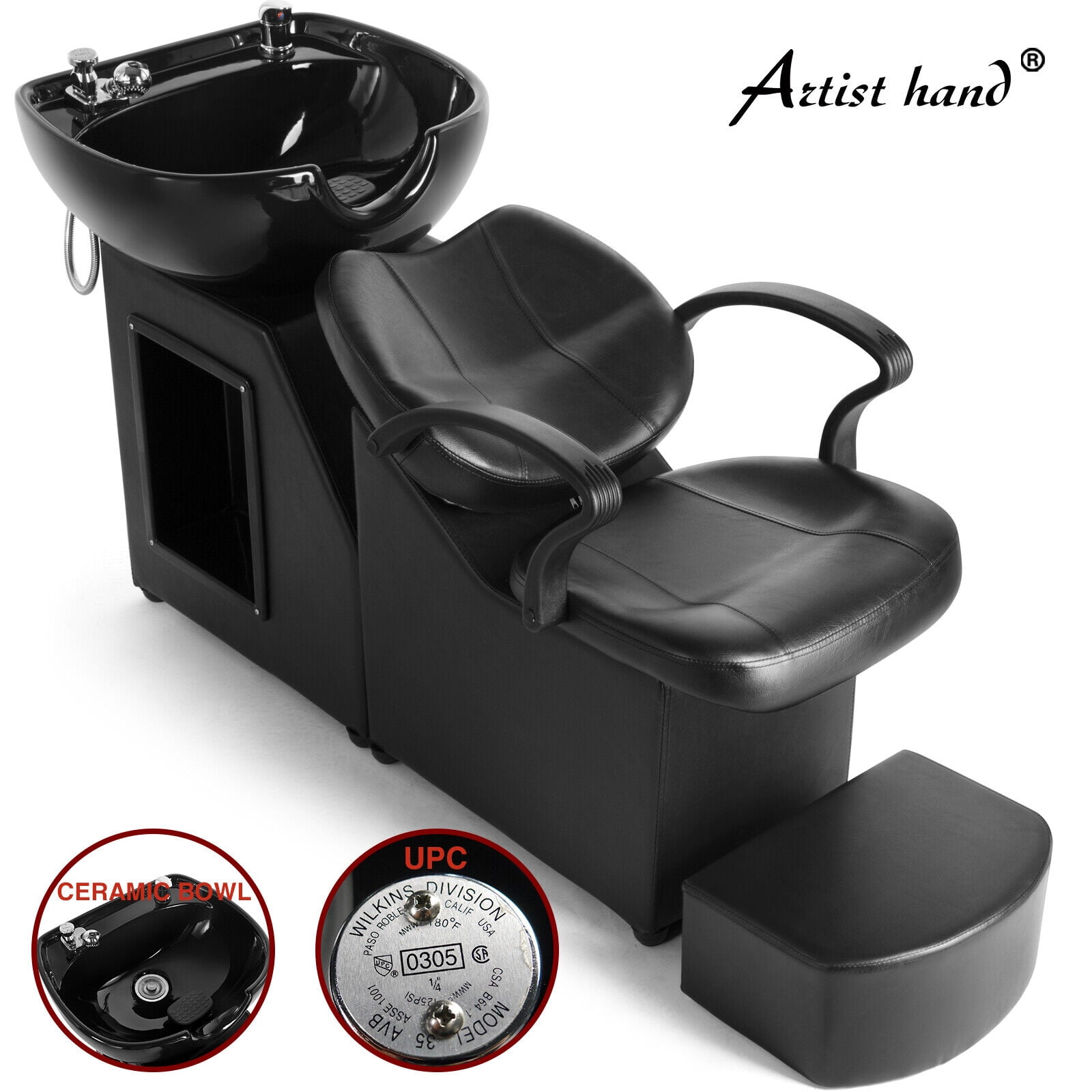Artist hand Black Shampoo Barber Backwash Chair Salon Spa Beauty w ...