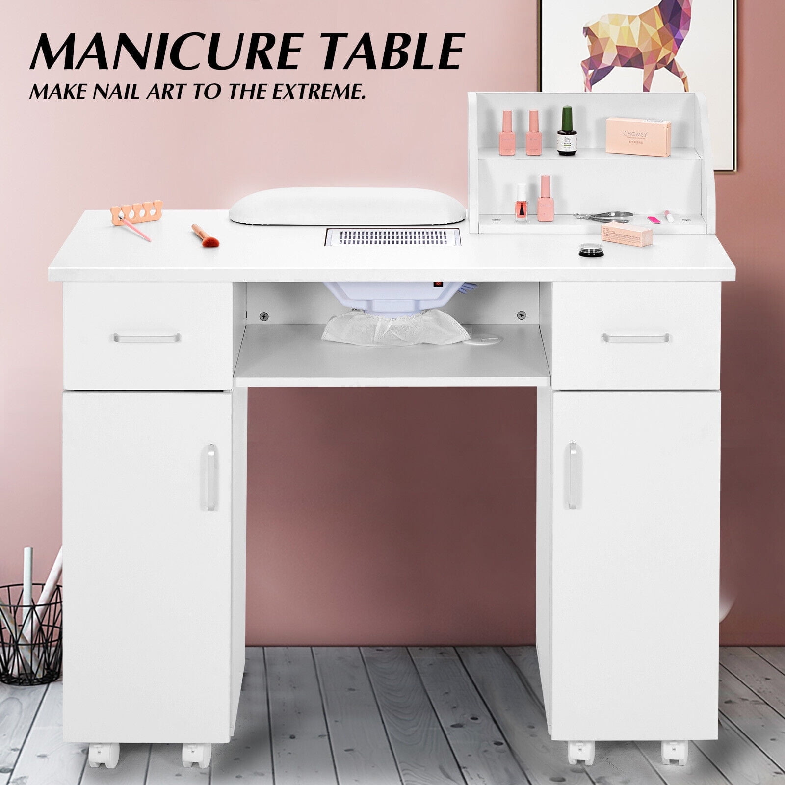 Artist hand Nail Desk Manicure Table Beauty Workstation with Dust ...