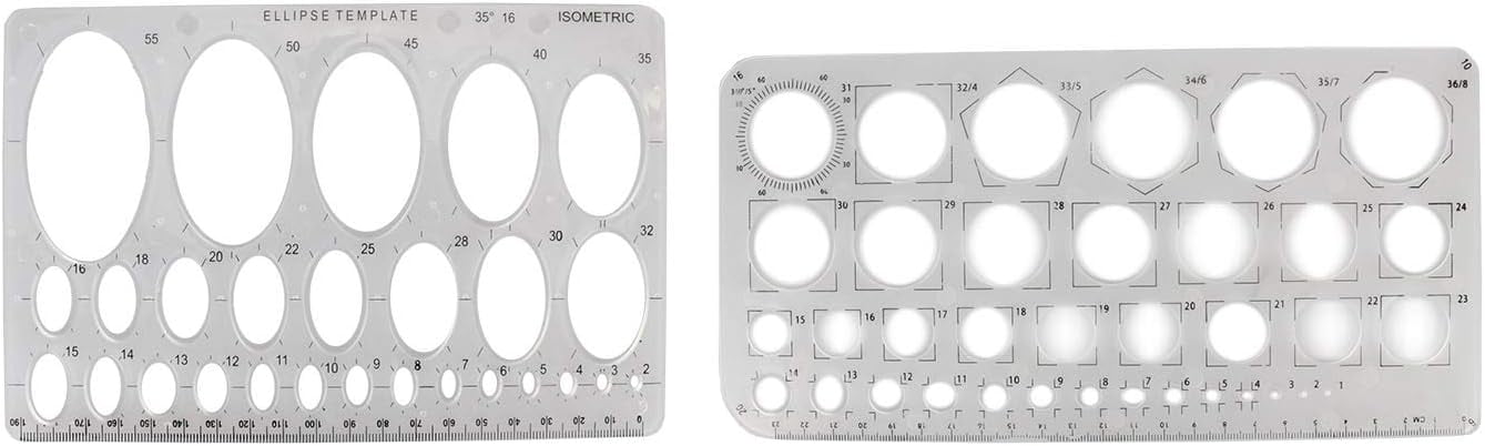 Artist's Best 2 Piece Clear Plastic Circle and Ellipse Template Set ...