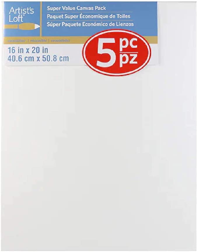 Artist's Loft Canvas Super Value Pack - Set of 5 Blank Canvases for ...